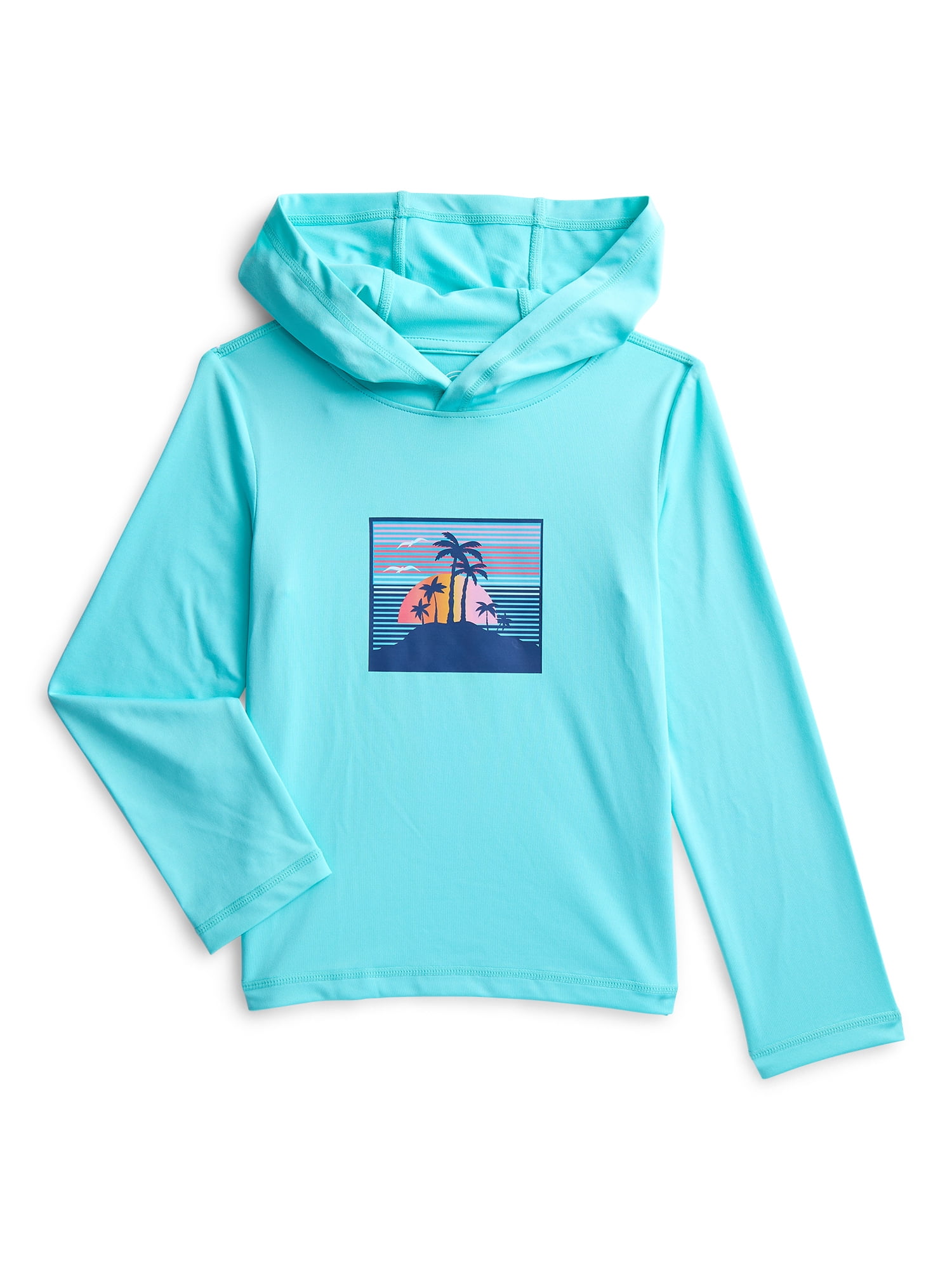 Wonder Nation Boys Hooded Rash Guard with Long Sleeves, Sizes 4-18 ...