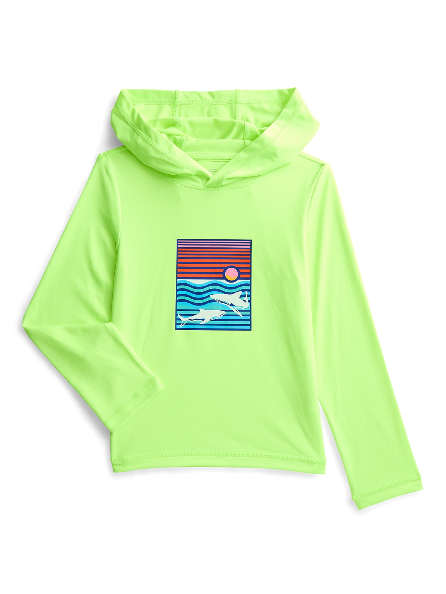 Wonder Nation Boys Hooded Rash Guard with Long Sleeves, Sizes 4-18 ...