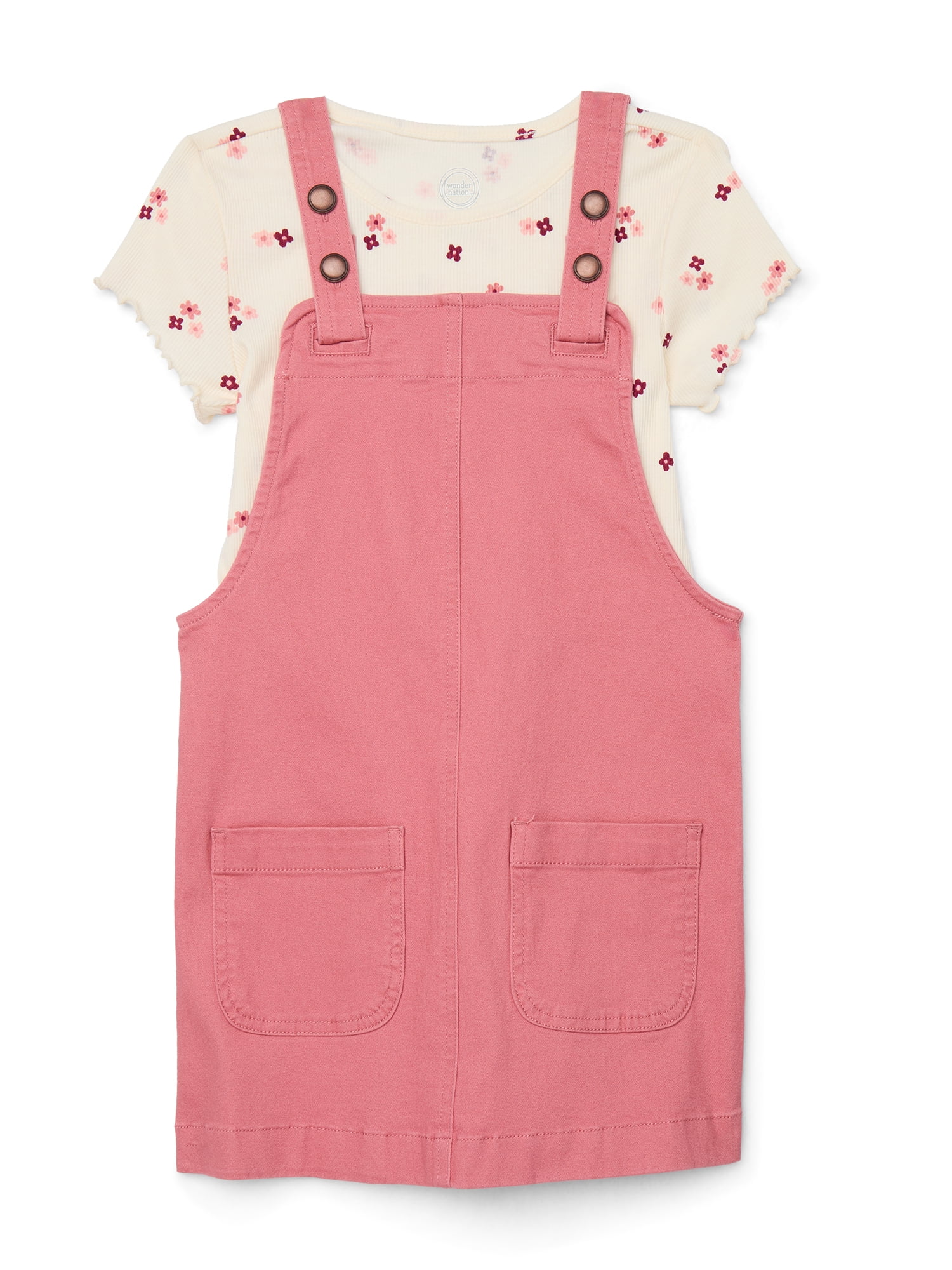 Wonder Nation Little Girls 2-Piece Skirtall Outfit Set, Sizes 4-10 ...
