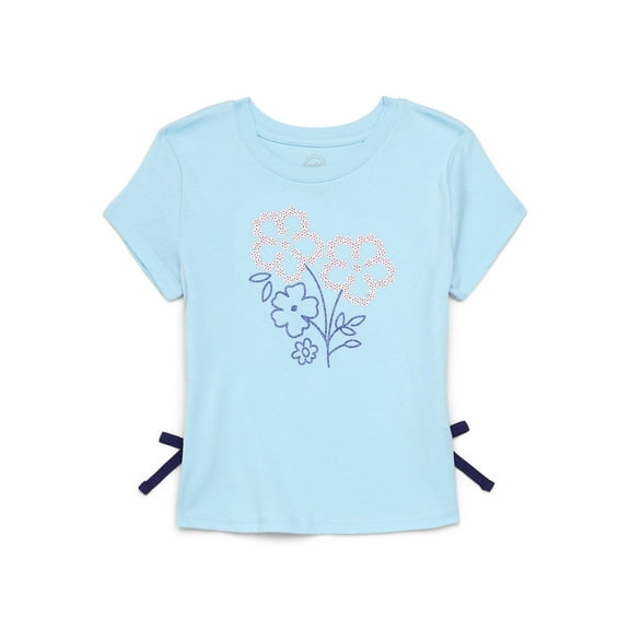 Wonder Nation Girls Short Sleeve Embellished Tee, Sizes 4-18 & Plus ...