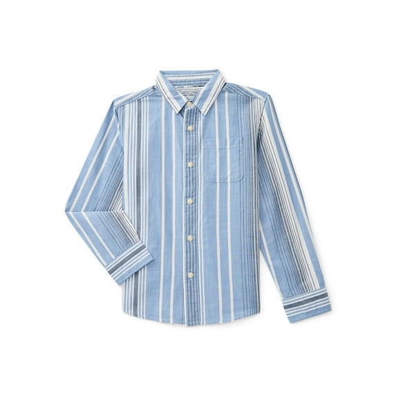 Wonder Nation Boys Long Sleeve Button Down Shirt, Sizes 4-18 & Husky ...
