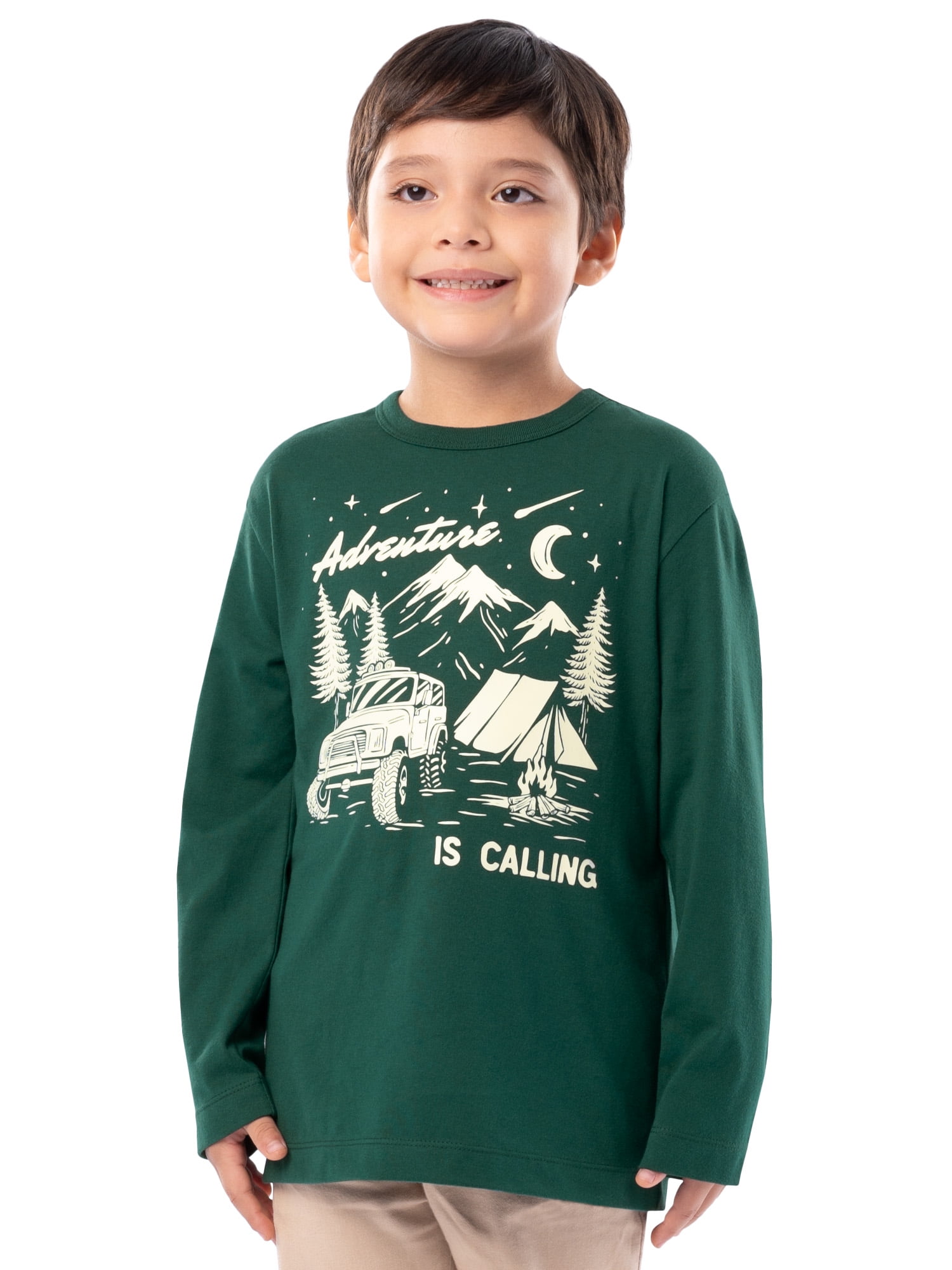 Wonder Nation Boys Long Sleeve Elevated Graphic T-Shirt, Sizes 4-18 & Husky - Walmart.com