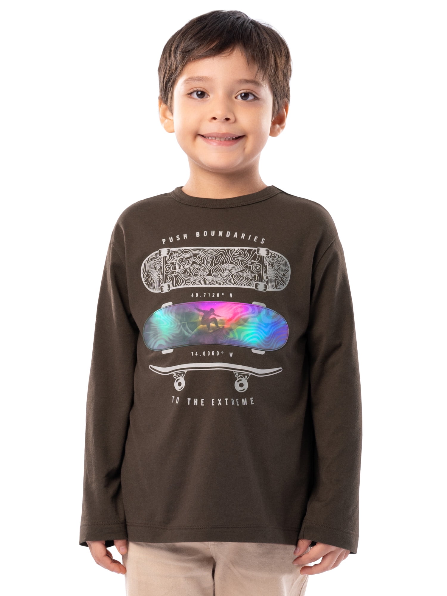 Wonder Nation Boys Long Sleeve Elevated Graphic T-Shirt, Sizes 4-18 & Husky - Walmart.com