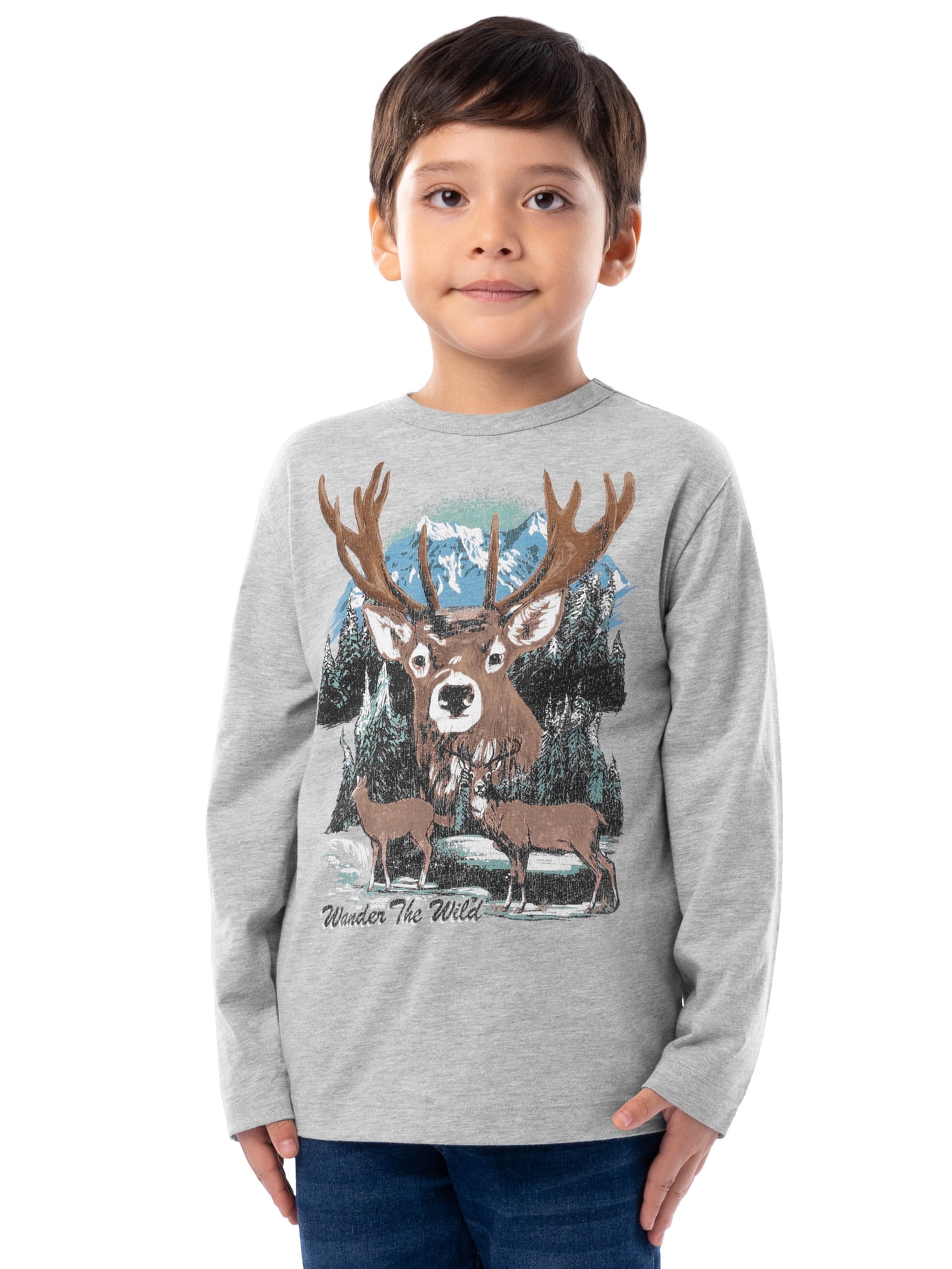 Wonder Nation Boys Long Sleeve Elevated Graphic T-Shirt, Sizes 4-18 & Husky - Walmart.com