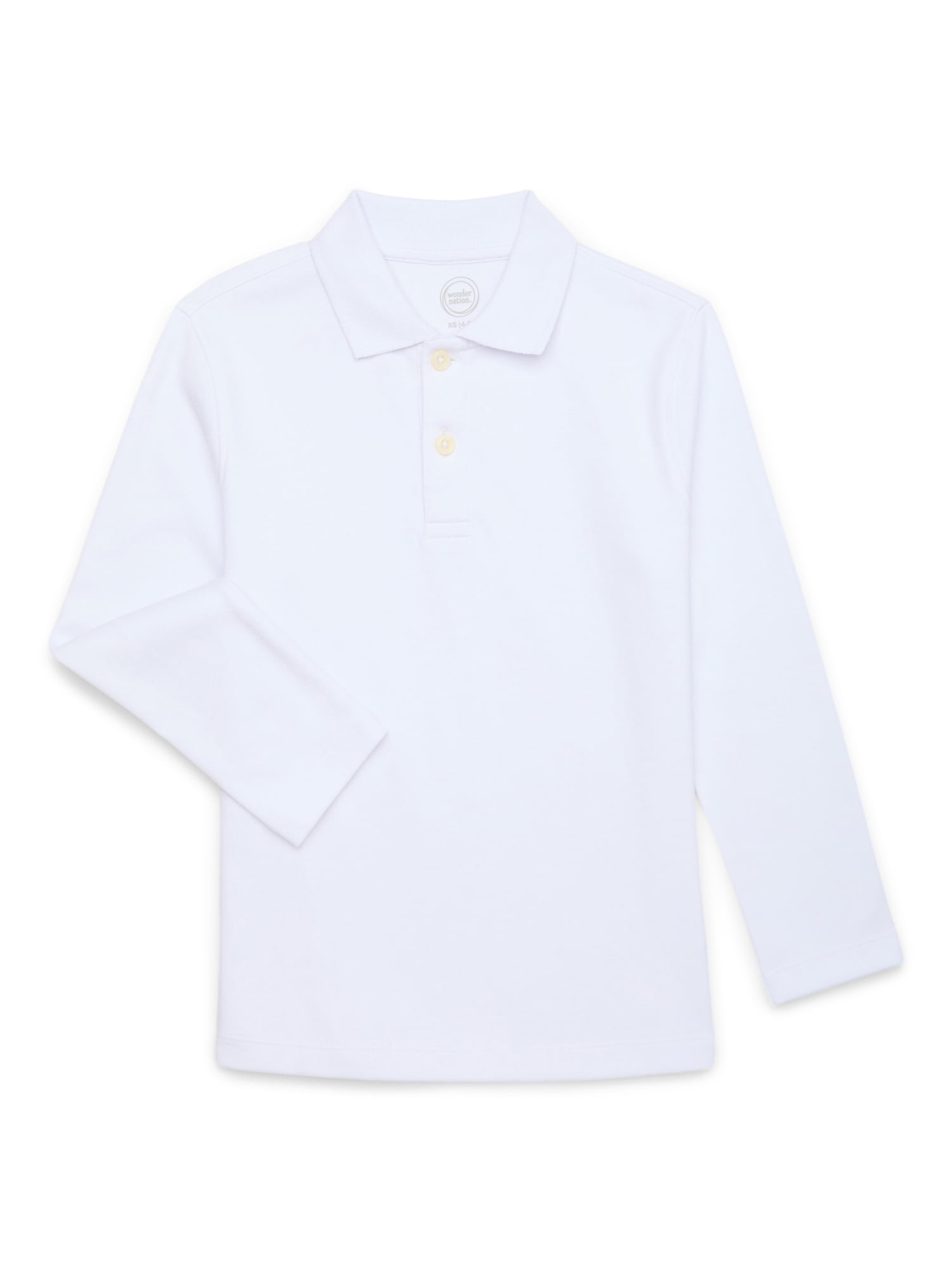 Wonder Nation Boys Long Sleeve Polo Shirt, Sizes 4-18 & Husky - Walmart.com