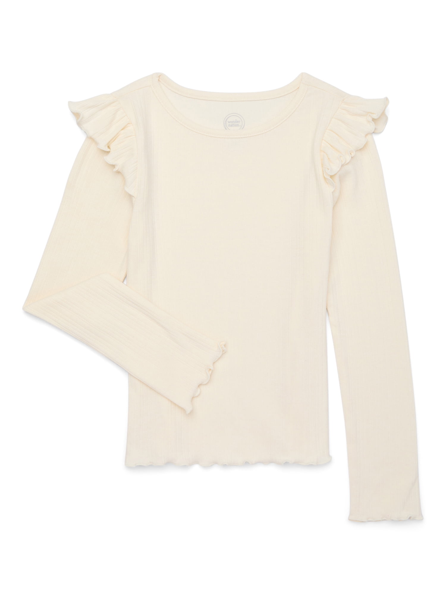 Wonder Nation Girls Long Sleeve Ruffle Top, Sizes 4-18 & Plus - Walmart.com