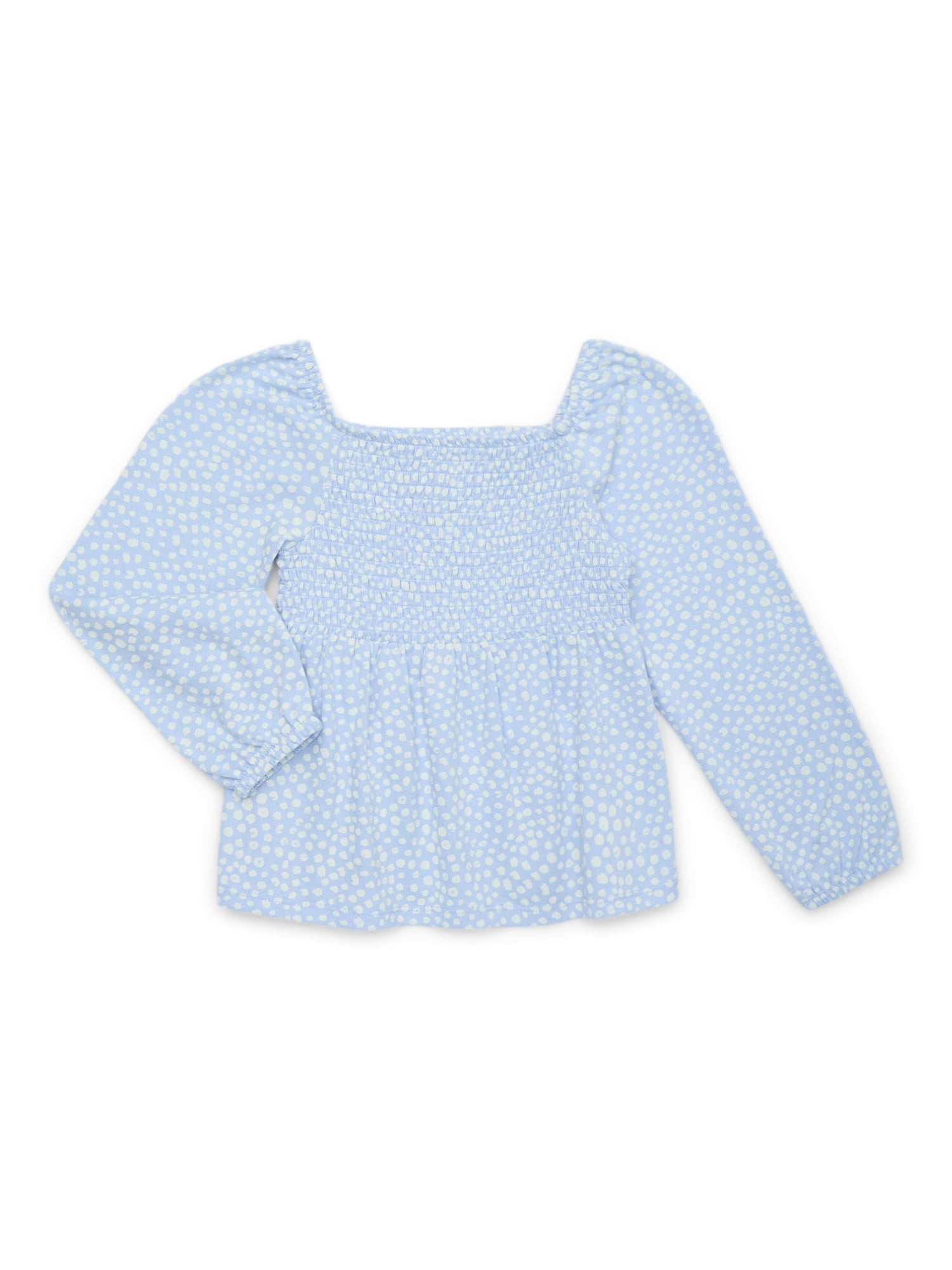 Wonder Nation Girls Smocked Top with Long-Sleeves, Sizes 4-18 - Walmart.com