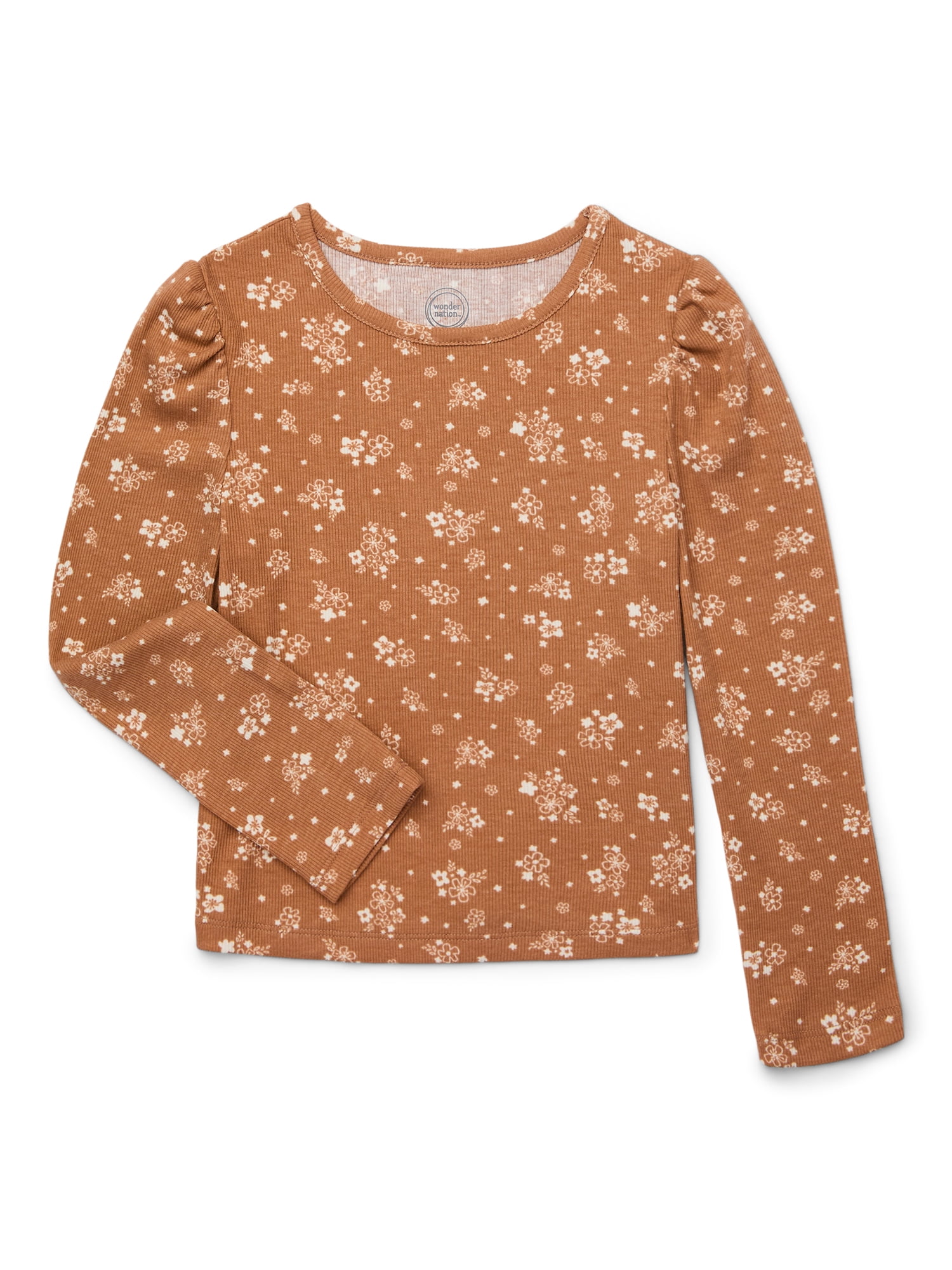 Wonder Nation Girls Long Sleeve Puff Top, Sizes 4-18 & Plus - Walmart.com
