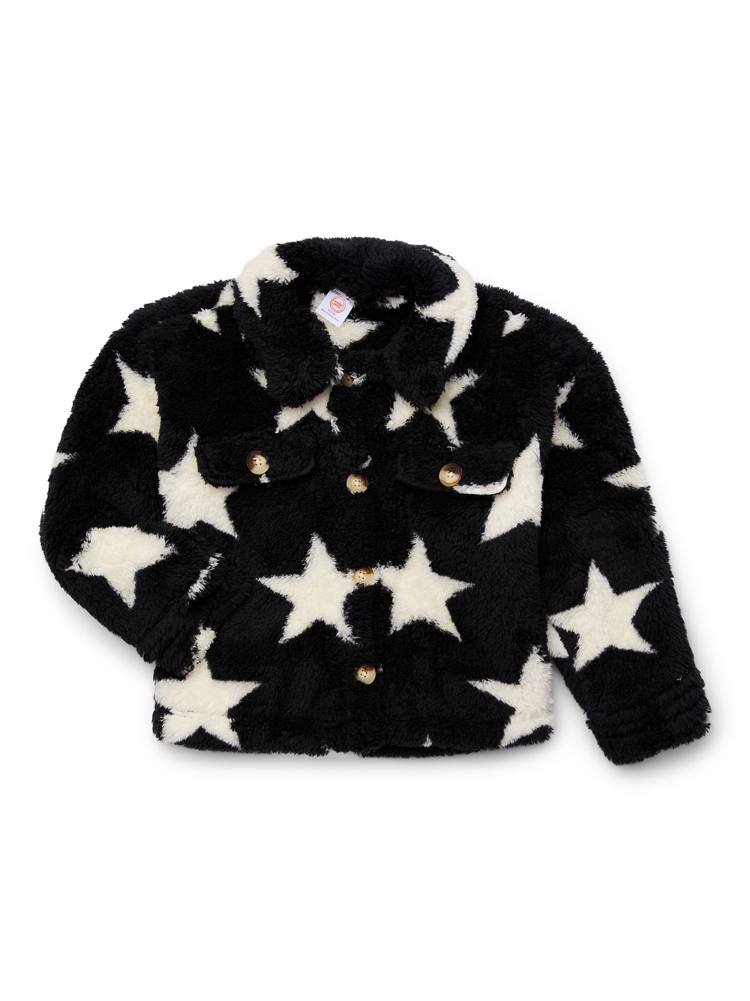 Wonder Nation Girls Faux Shearling Teddy Shacket, Sizes 4-18 & Plus ...