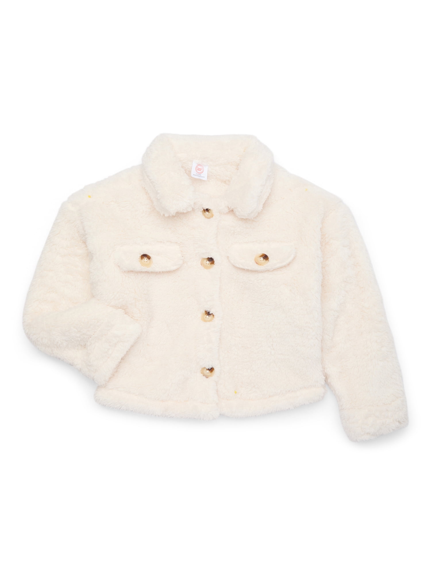 Wonder Nation Girls Faux Shearling Teddy Shacket, Sizes 4-18 & Plus ...