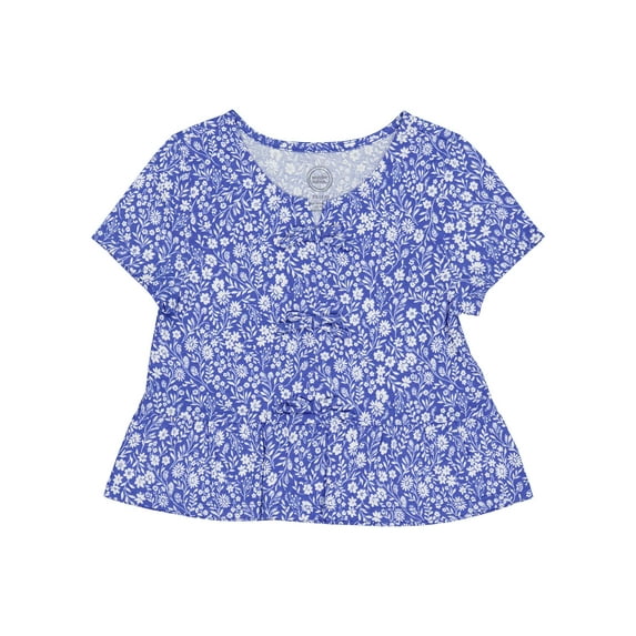 Wonder Nation Girls Short Sleeve Bow Front Top, Sizes 4-18 & Plus ...