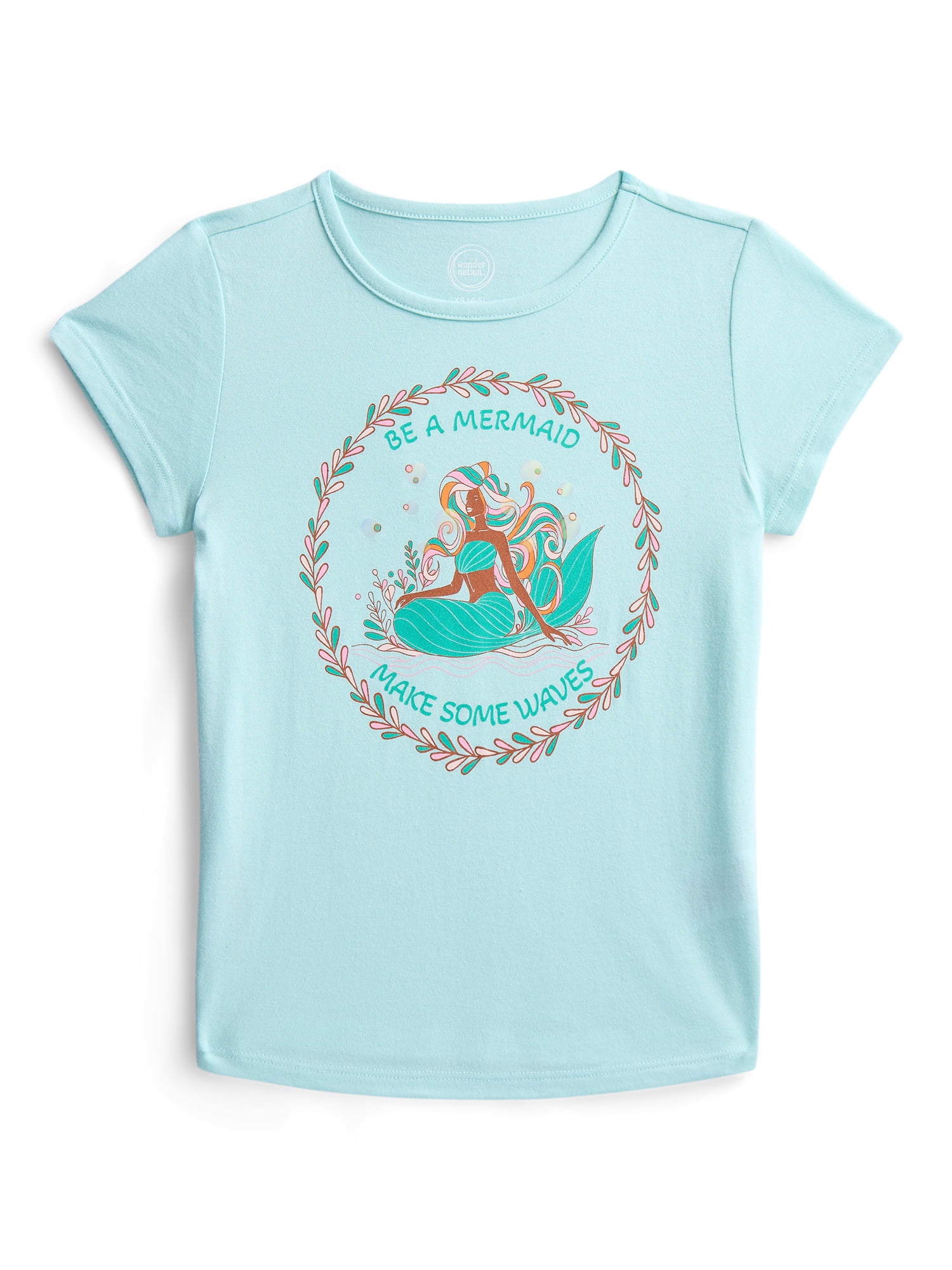 Wonder Nation Girls Embellished Graphic Tee with Short Sleeves, Sizes 4 ...