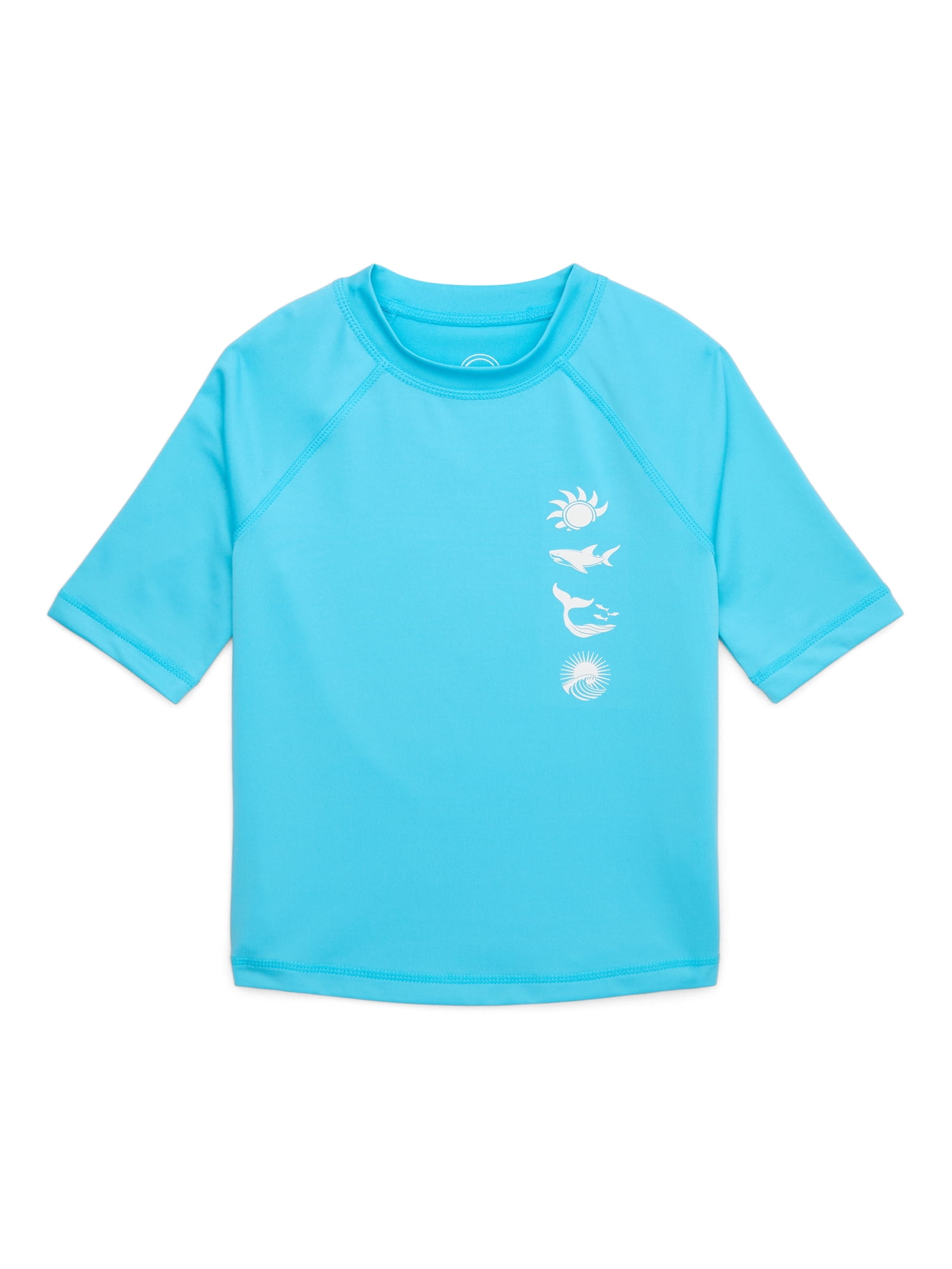 Wonder Nation Boys Short Sleeve Graphic Swim Rash Guard with UPF50 ...