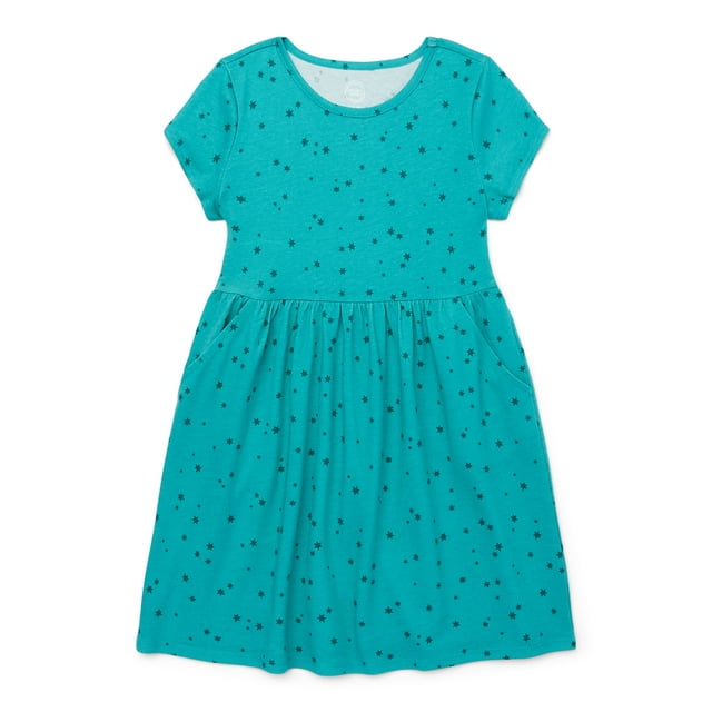 Wonder Nation Girls Play Dress with Short Sleeves, Sizes 4-18 & Plus ...