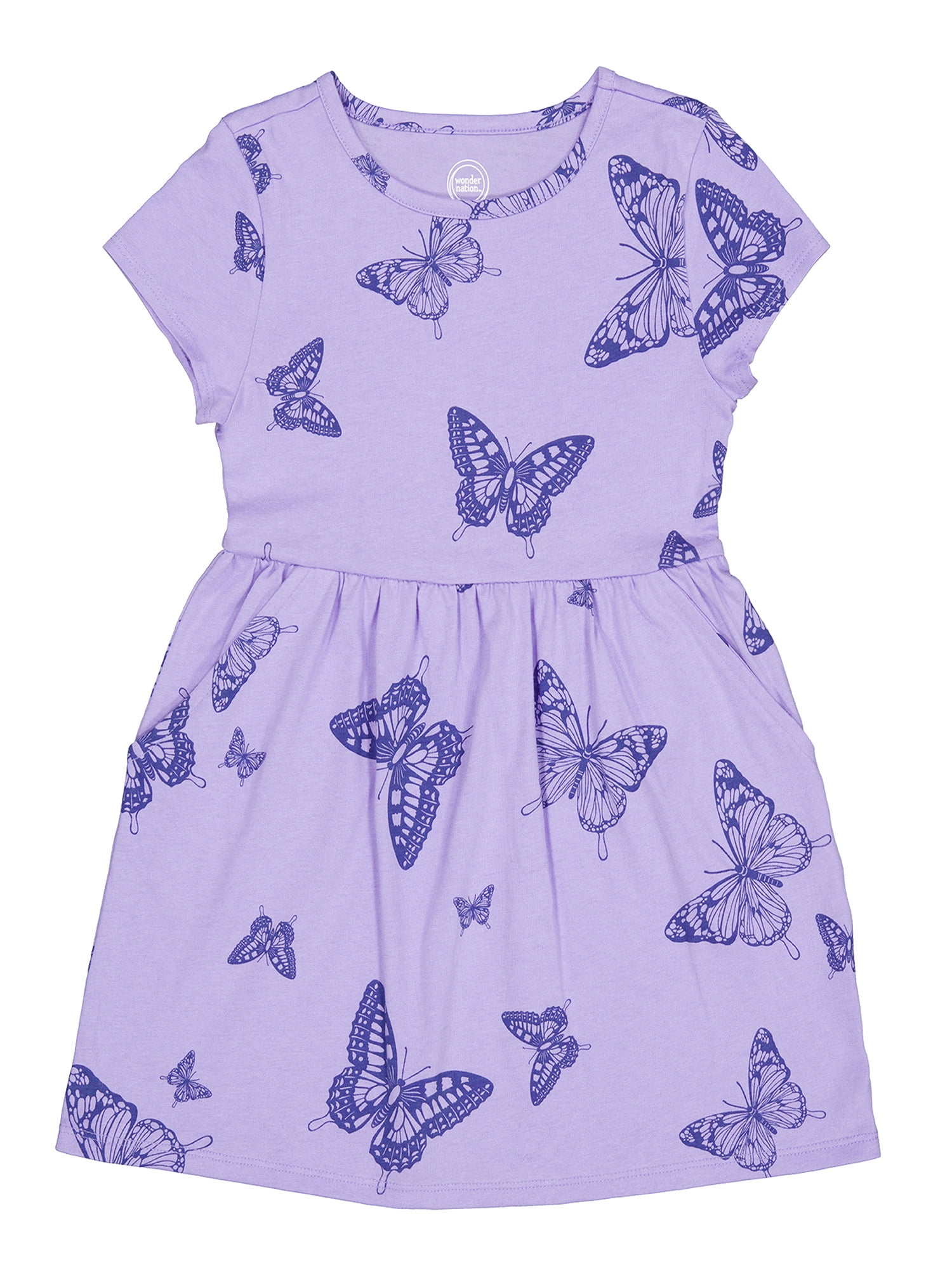 Wonder Nation Girls Short Sleeve Play Dress, Sizes 4-18 & Plus ...