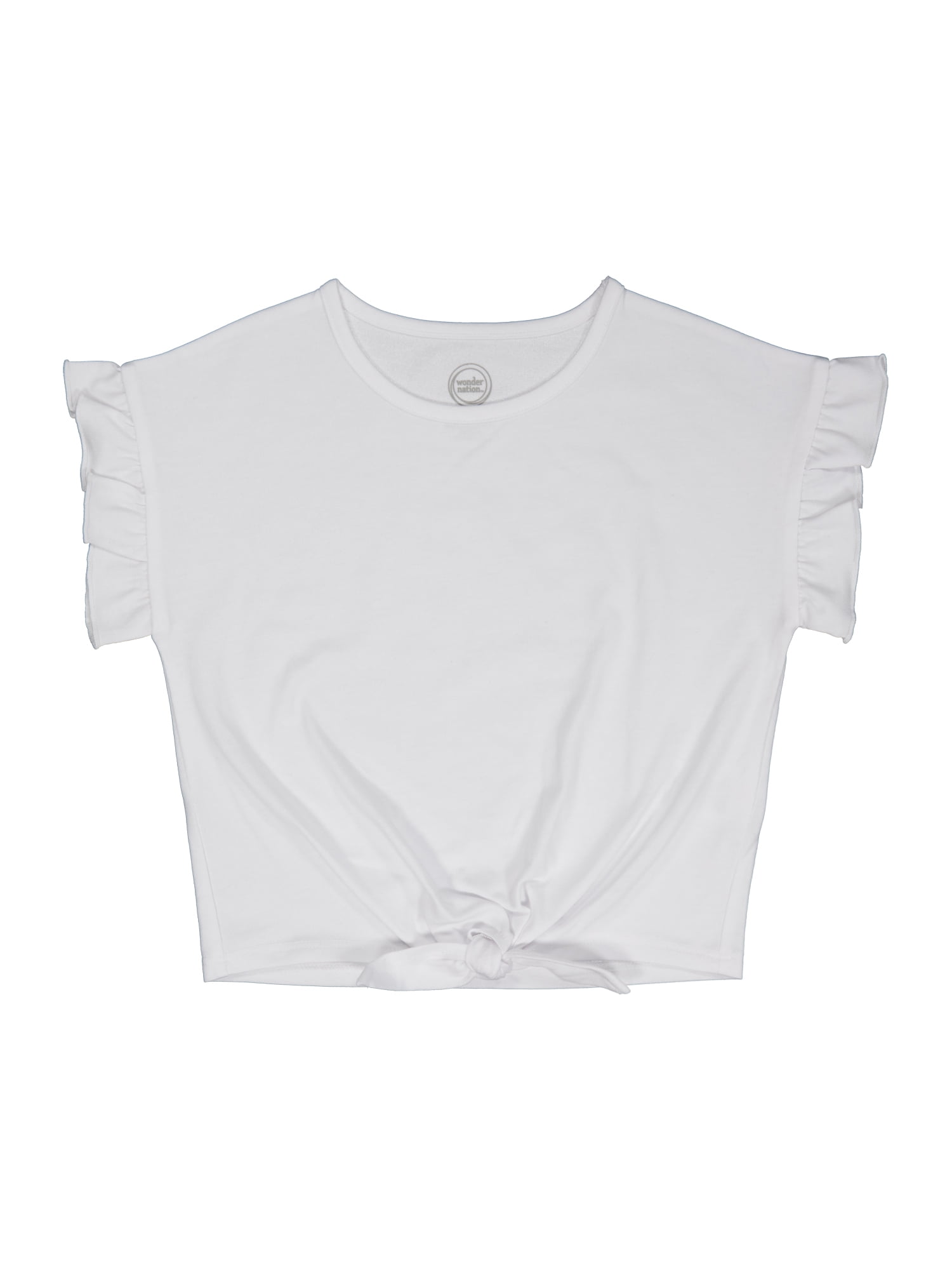 Wonder Nation Girls Short Sleeve Tie Front Tee, Sizes 4-18 & Plus ...