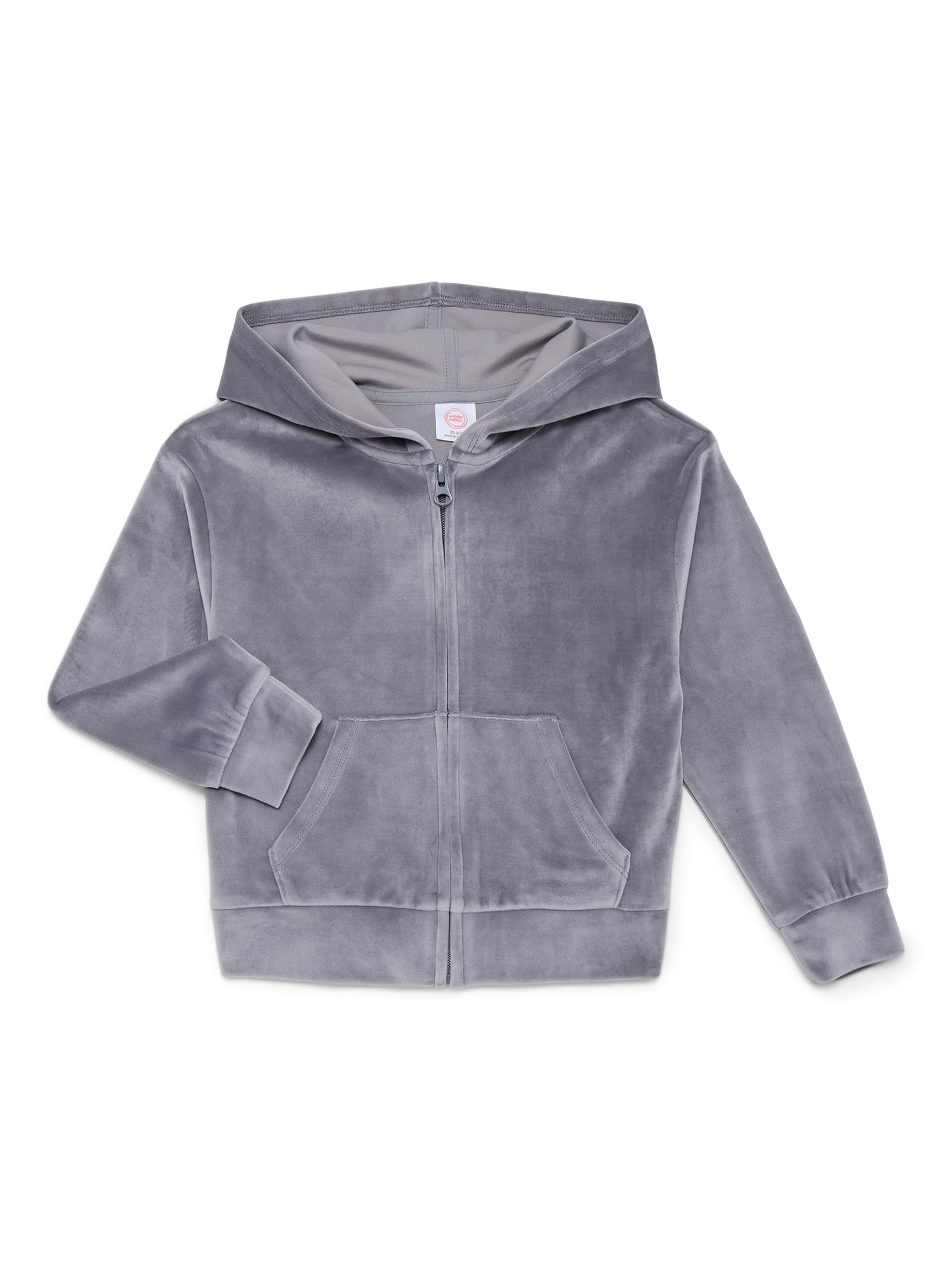 Wonder Nation Girls' Velour Zip Up Hoodie, Sizes 4-18 & Plus - Walmart.com