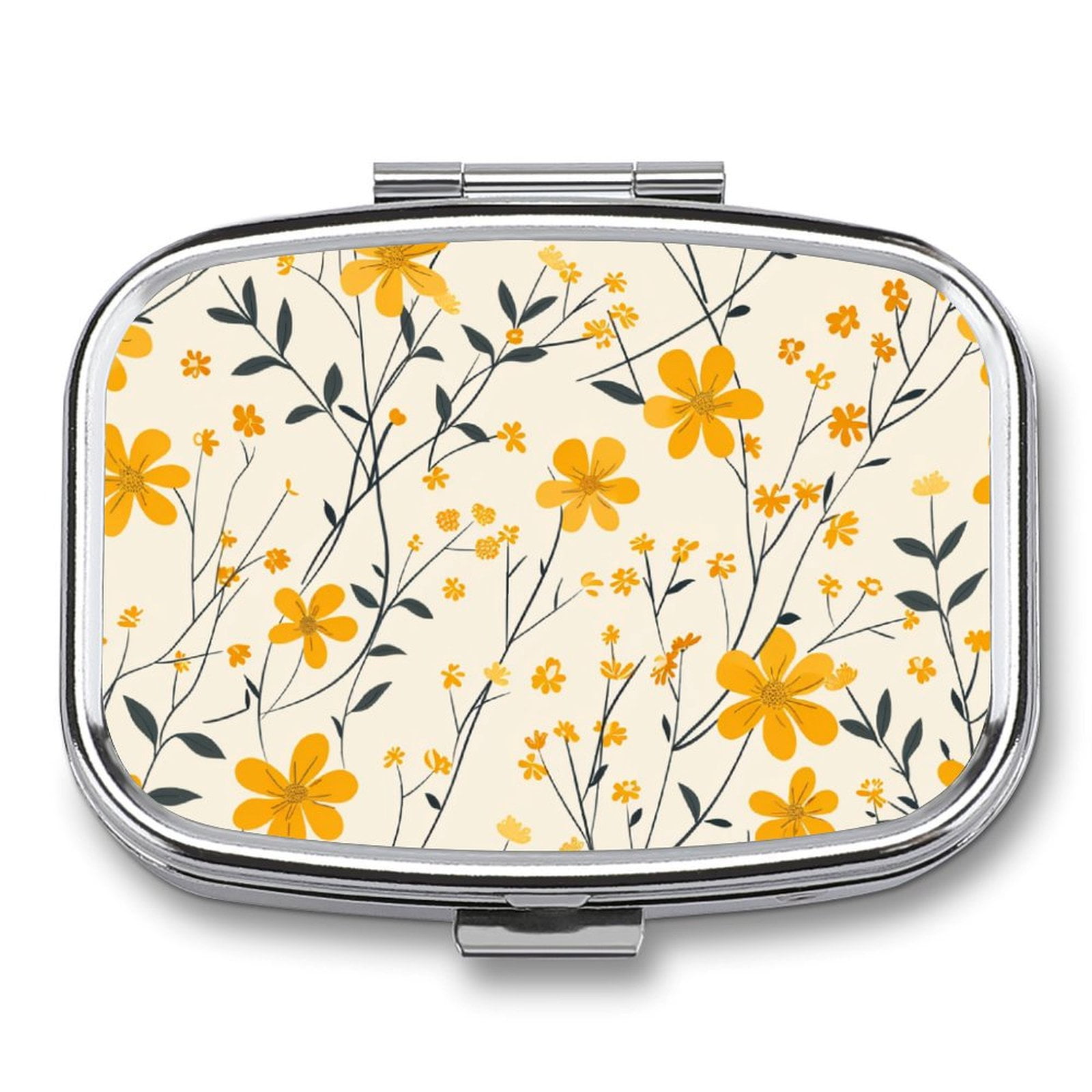 WNAGSB Botanical Yellow Ditsy-274 Small Pill Box, Metal Pill Box ...