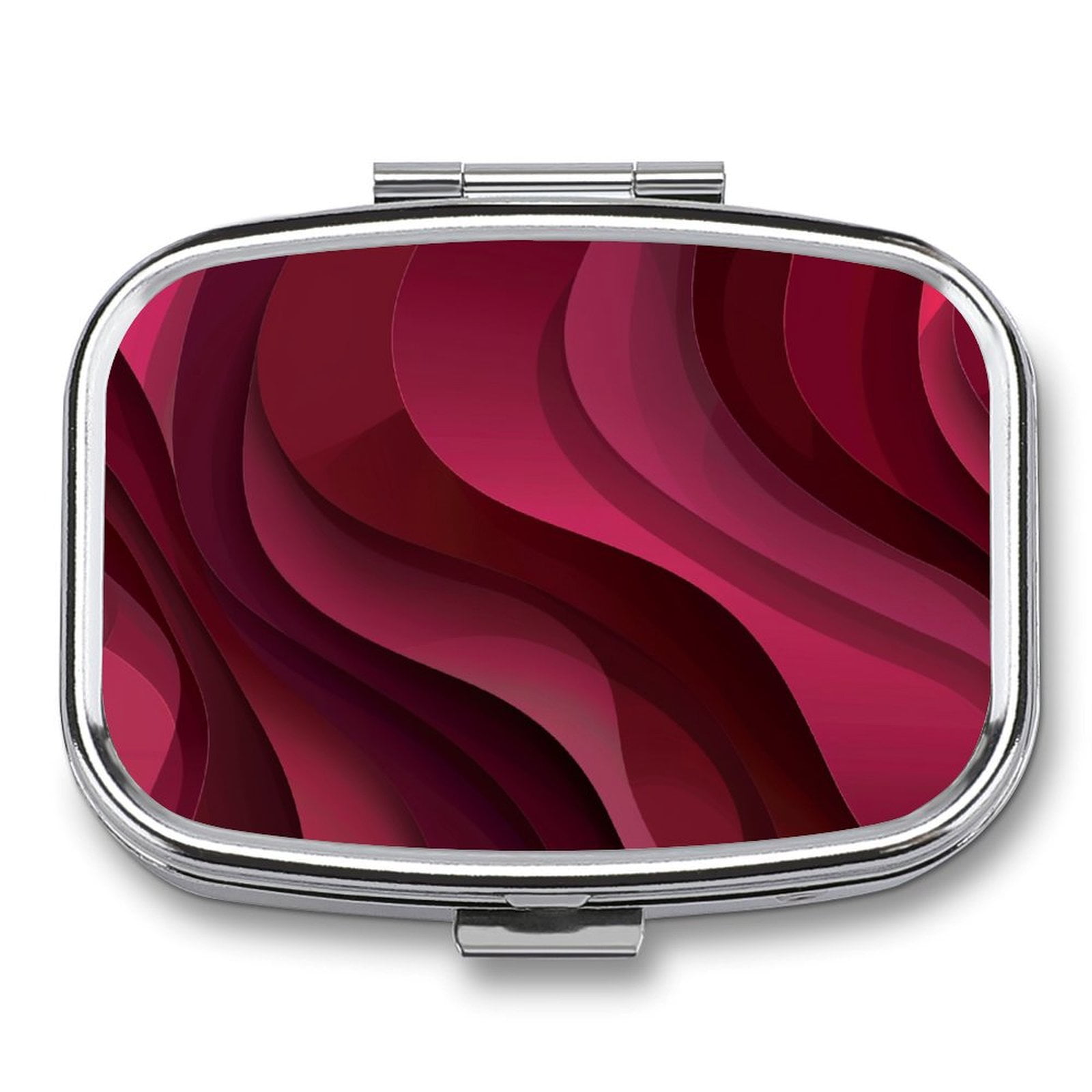 WNAGSB Burgundy Waves-230 Small Pill Box, Metal Pill Box Organizer with ...