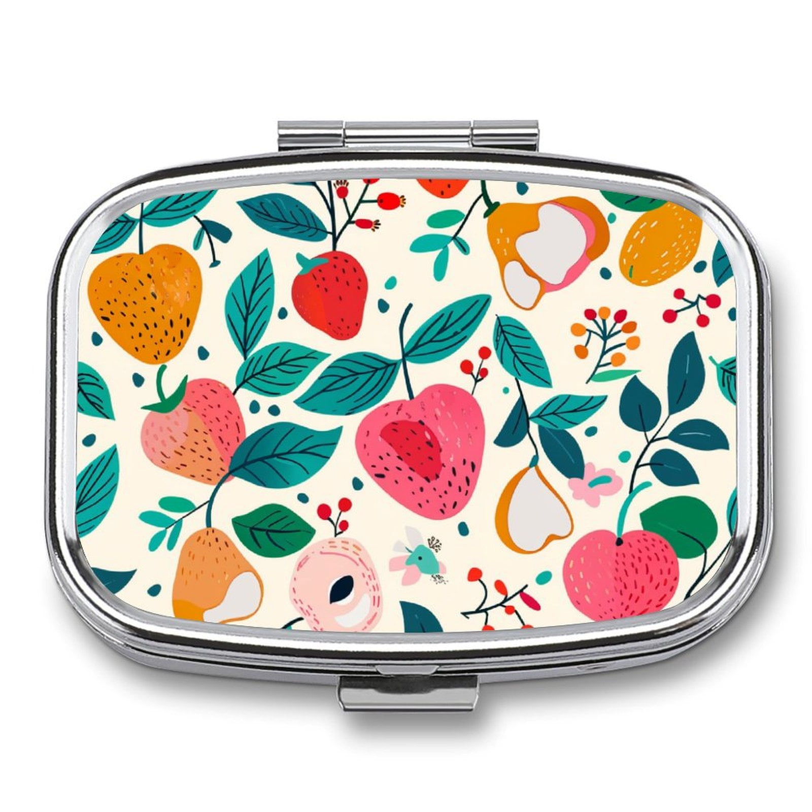 Wnagsb Chic Pearmain Ditsy 664 Small Pill Box Metal Pill Box Organizer With Lock Mini Medicine