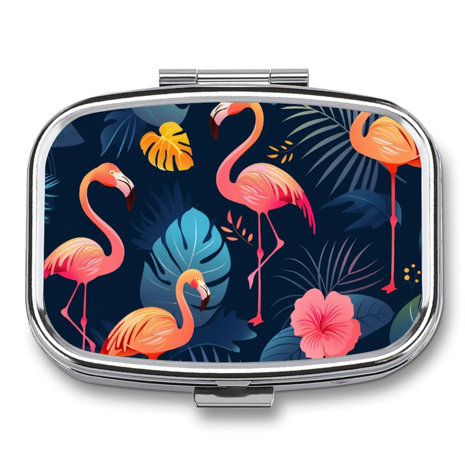 WNAGSB Flamingo Bliss-89 Small Pill Box, Metal Pill Box Organizer with ...