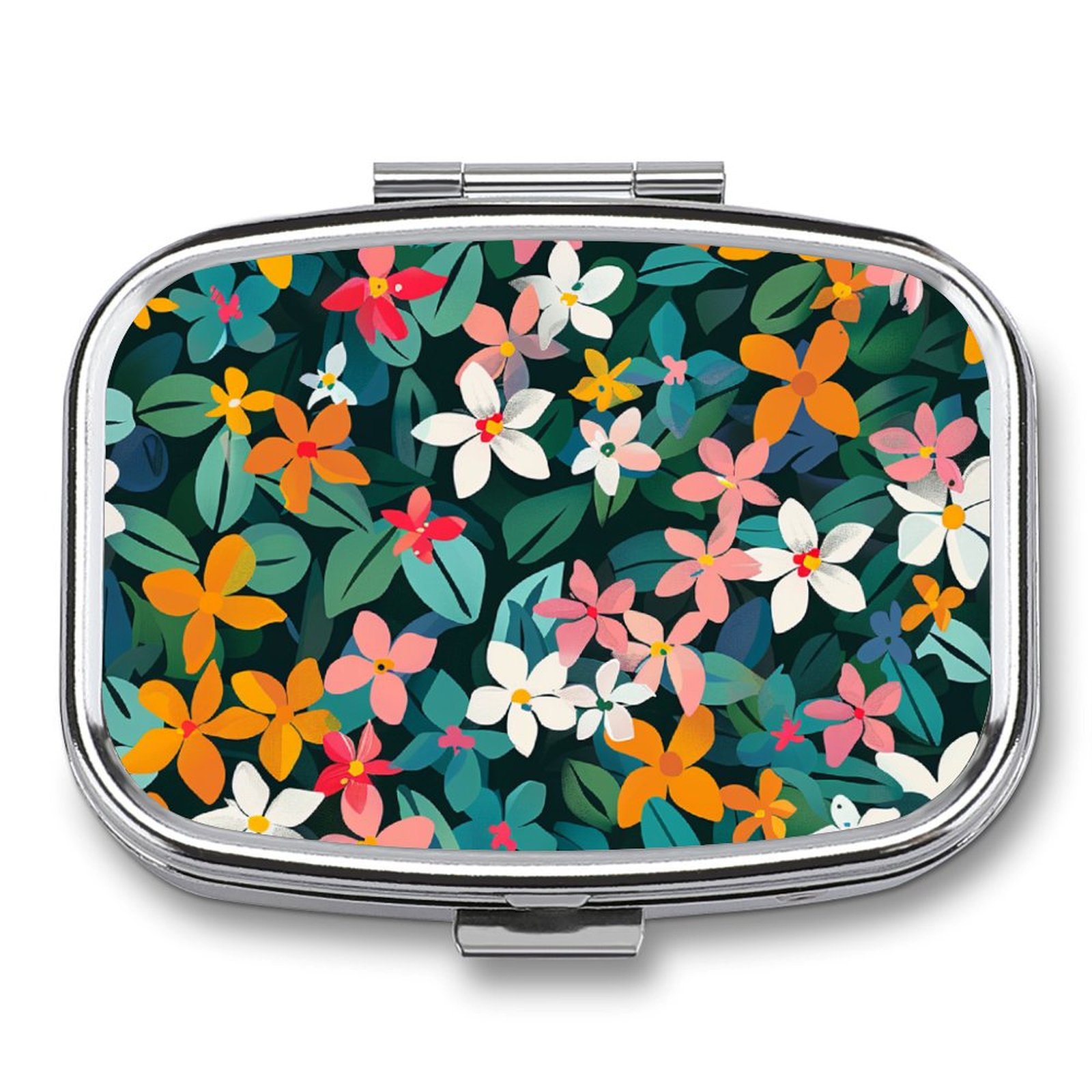 WNAGSB Fun Jasmine Ditsy - 877 Small Pill Box, Metal Pill Box Organizer ...