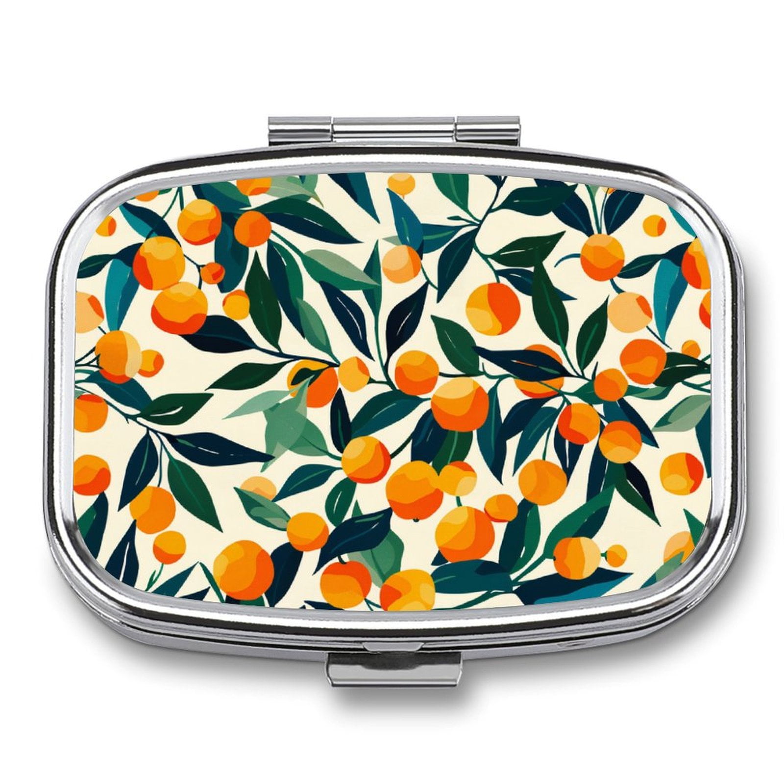 WNAGSB Fun Kumquat Ditsy - 880 Small Pill Box, Metal Pill Box Organizer ...