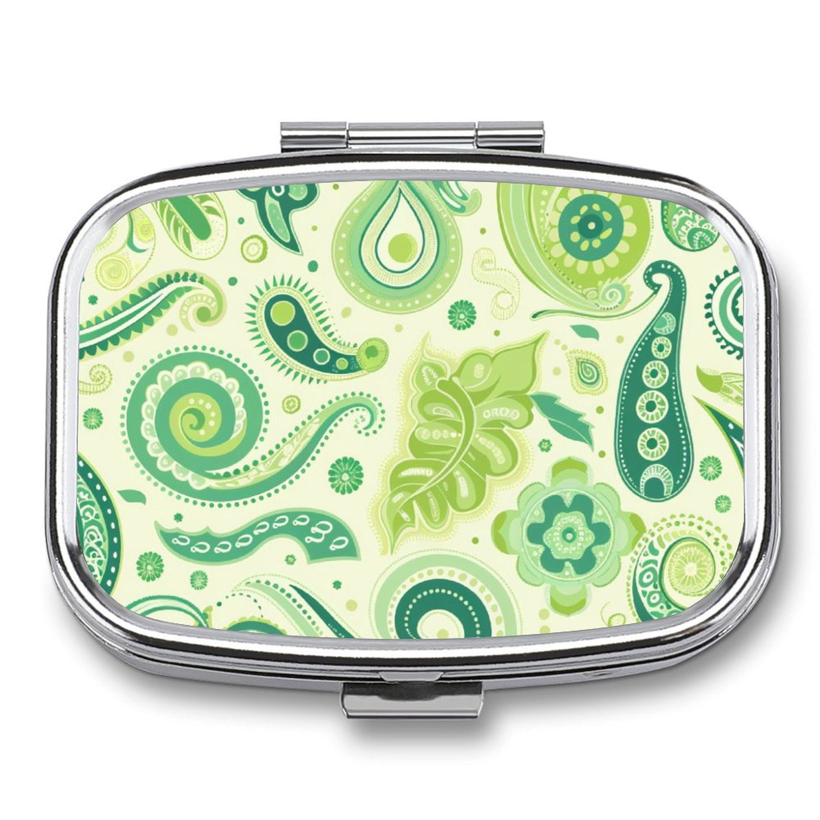 WNAGSB Joyful Green Paisley 211 Small Pill Box, Metal Pill Box ...