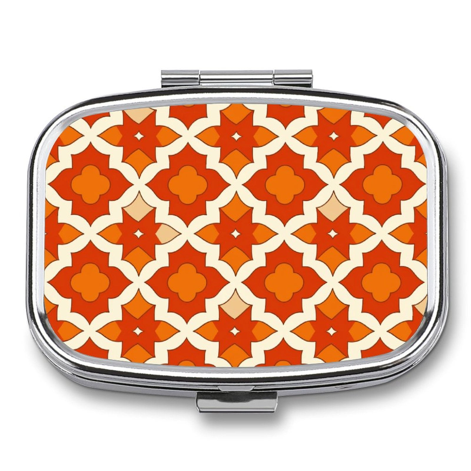 WNAGSB Vintage Orange Quatrefoil-793 Small Pill Box, Metal Pill Box ...