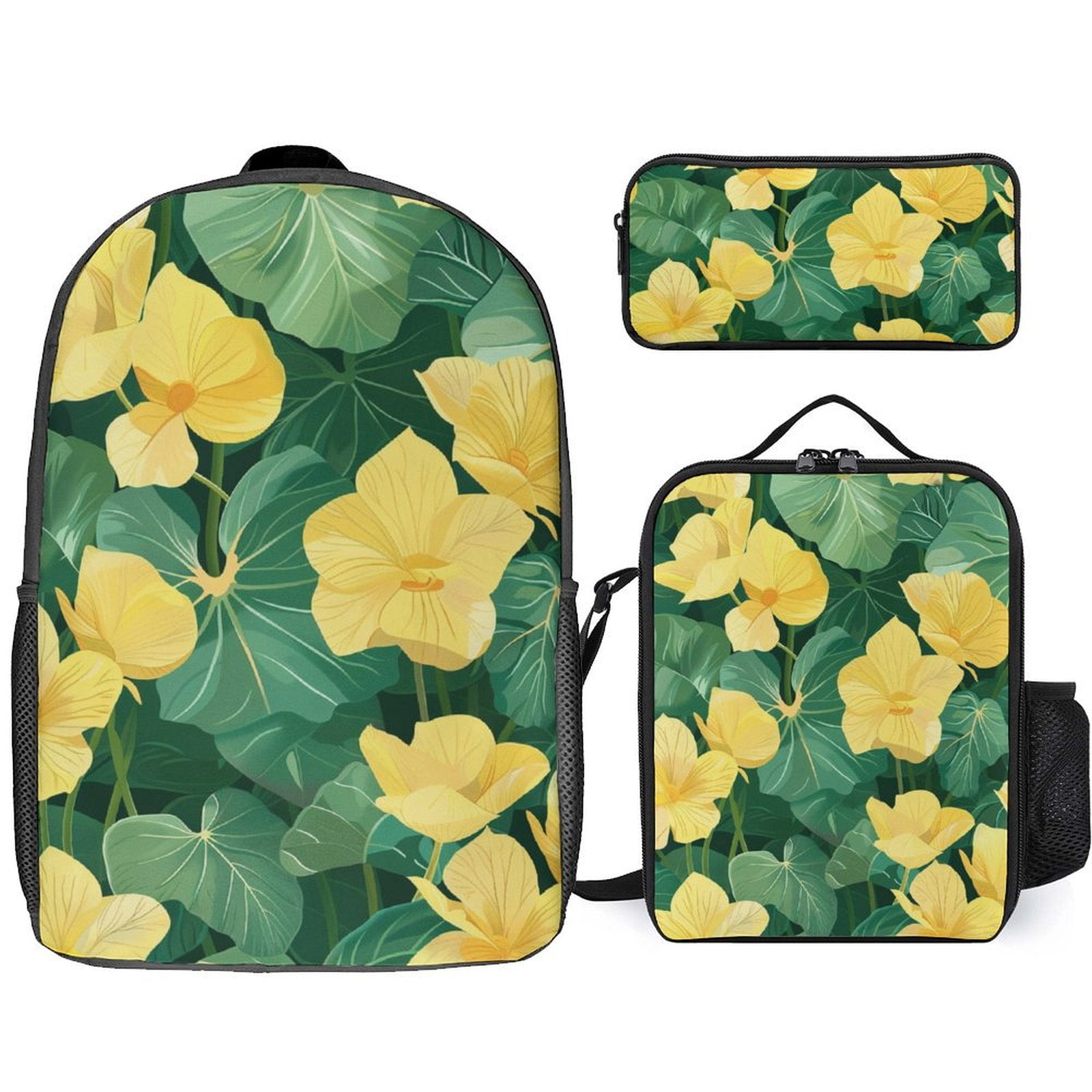 WNAGSB Yellow Cyclamen-6342 School Backpack 3 in 1 Set, Casual Daypack ...
