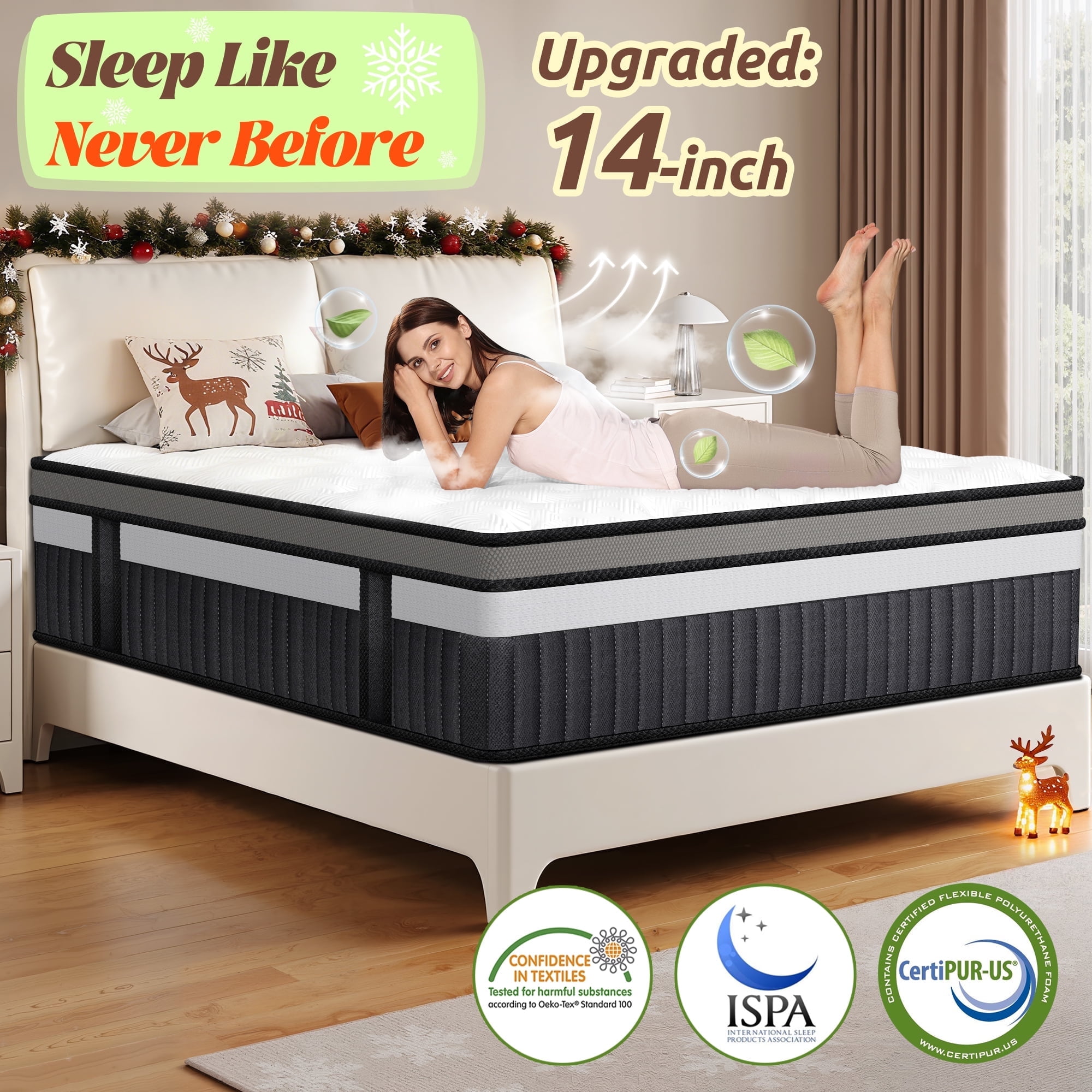 WNANEEZ King Size Mattress in a Box, 14 Inch Gel Memory Foam Mattress ...