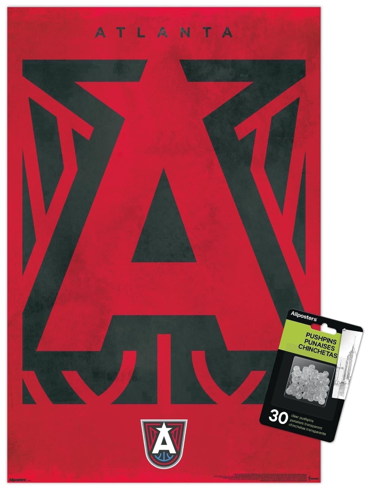 WNBA Atlanta Dream - Logo 25 Wall Poster with Push Pins, 14.725" x 22. ...