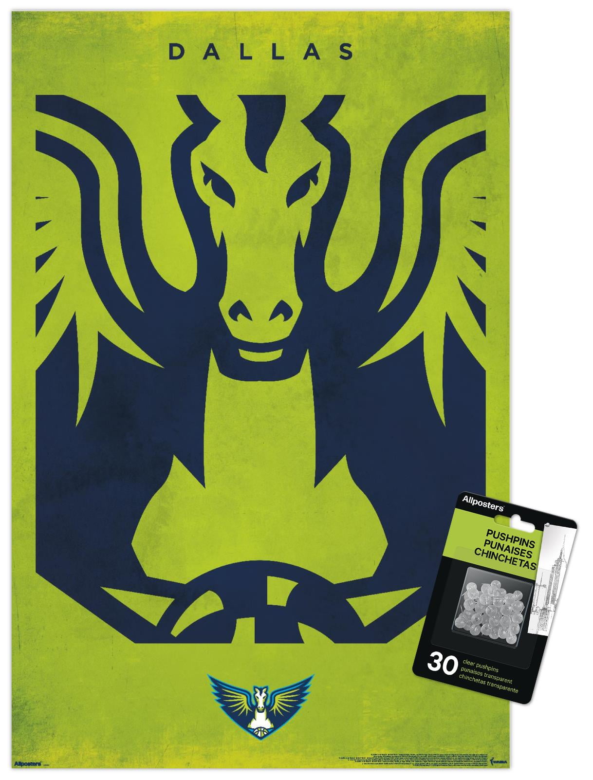 WNBA Dallas Wings - Logo 25 Wall Poster with Push Pins, 14.725" x 22. ...