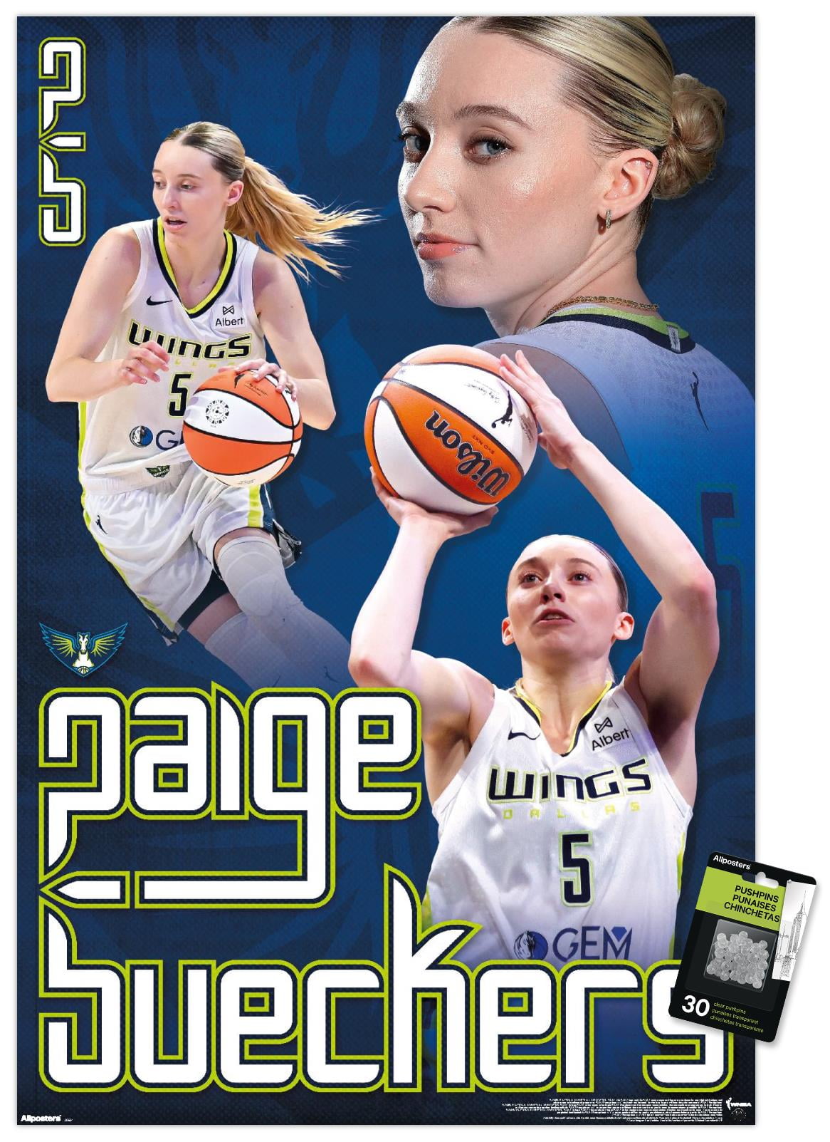 WNBA Dallas Wings - Paige Bueckers 25 Wall Poster with Push Pins, 22. ...