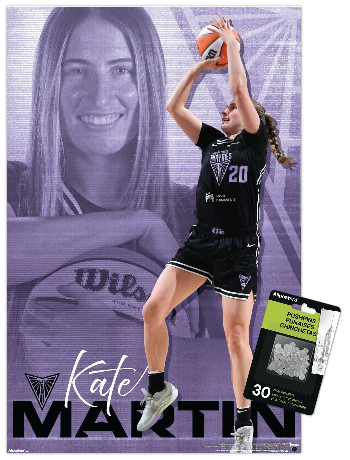 WNBA Golden State Valkyries - Kate Martin 25 Wall Poster with Push Pins ...