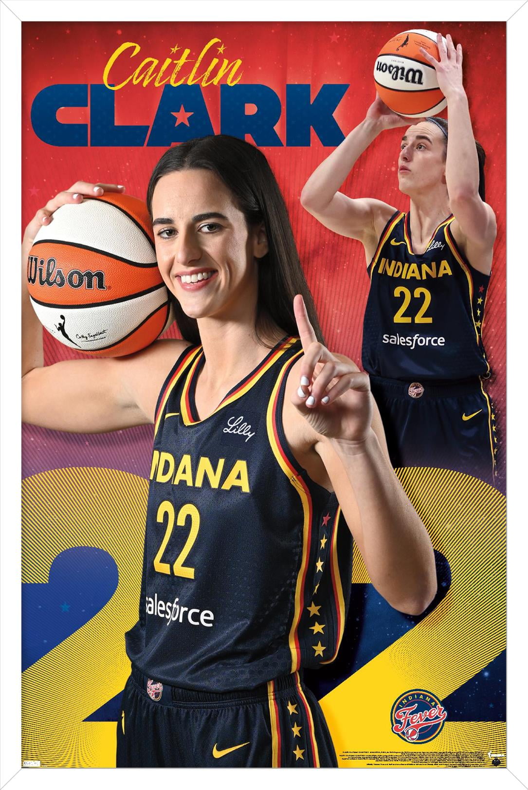 WNBA Indiana Fever - Caitlin Clark 24 Wall Poster, 22.375" x 34" Framed ...