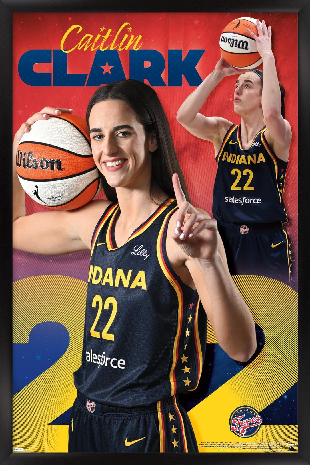 WNBA Indiana Fever - Caitlin Clark 24 Wall Poster, 22.375" x 34" Framed ...