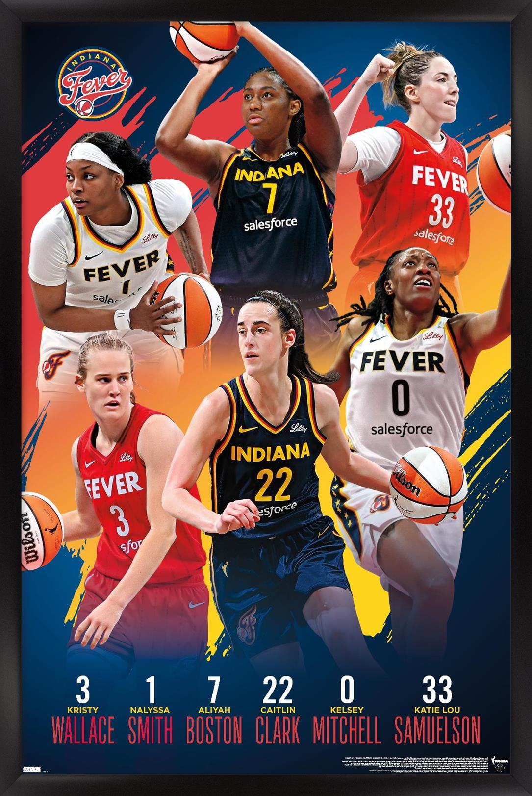 WNBA Indiana Fever -Team 24 Wall Poster, 14.725" x 22.375" Framed ...