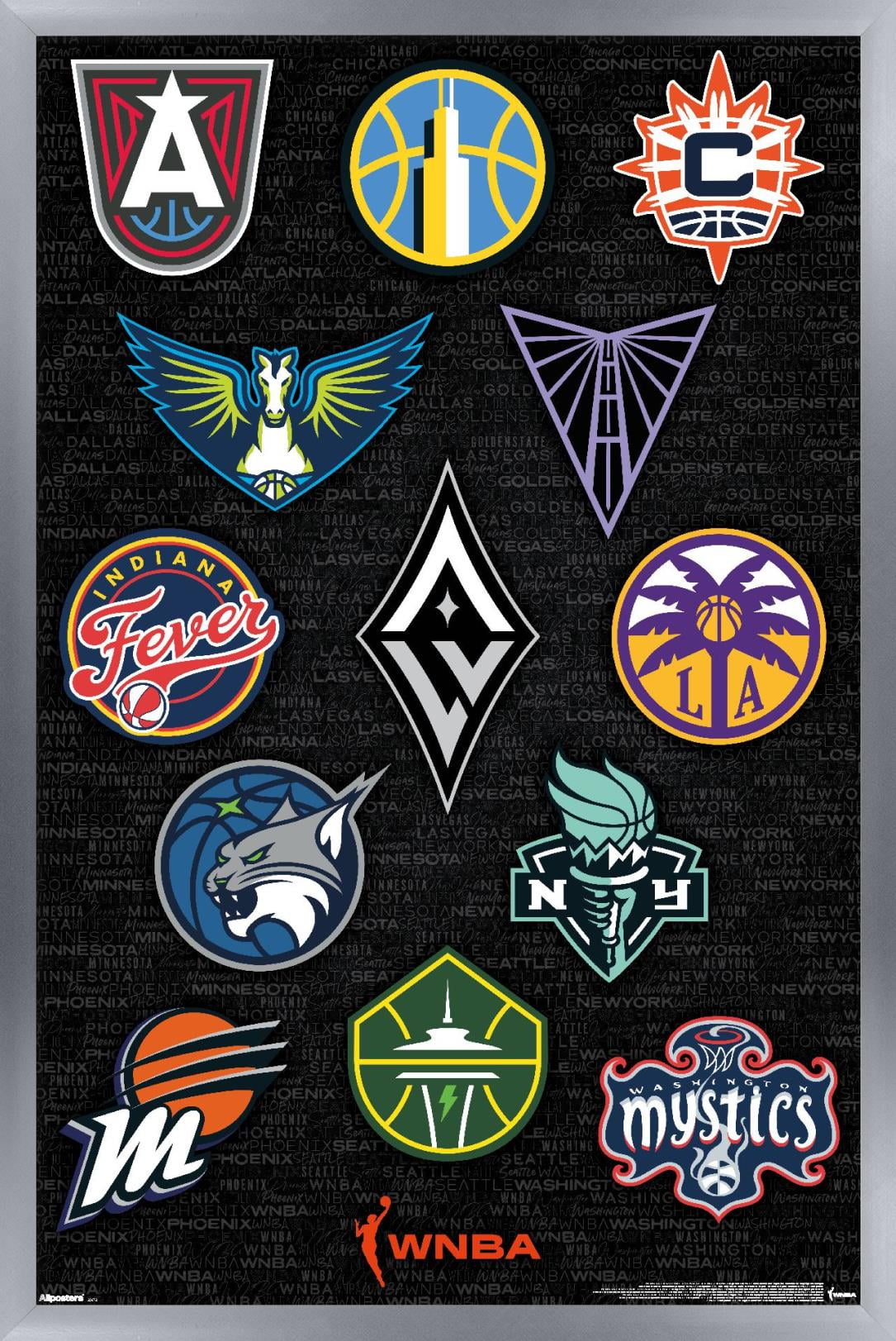 WNBA League - Logos 25 Wall Poster, 22.375" x 34" Framed - Walmart.com