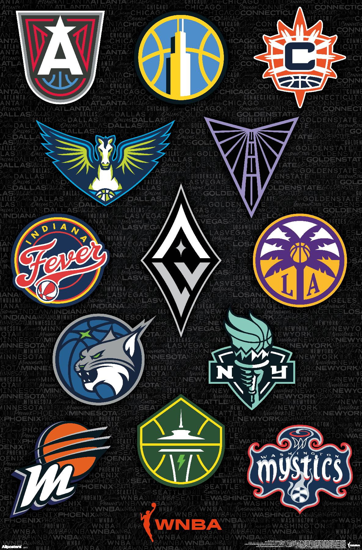 WNBA League - Logos 25 Wall Poster, 22.375" x 34" - Walmart.com