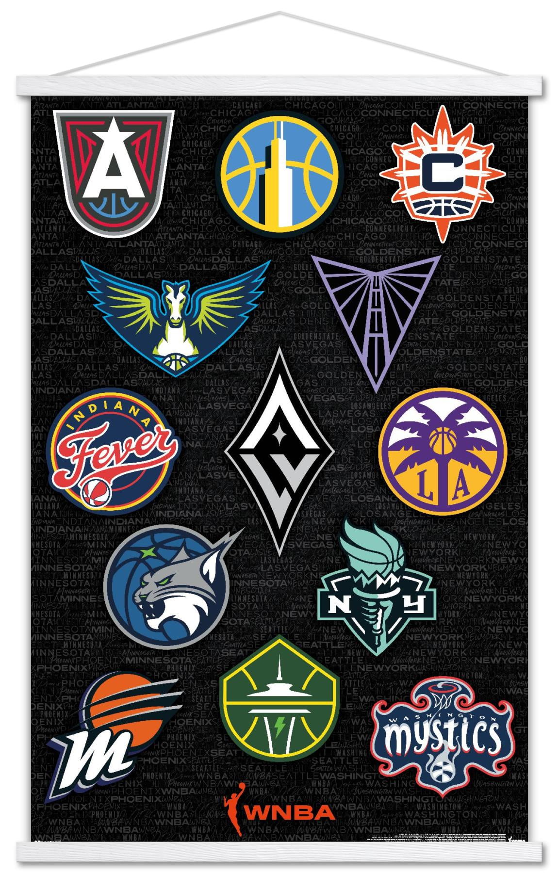 WNBA League - Logos 25 Wall Poster with Magnetic Frame, 22.375" x 34 ...