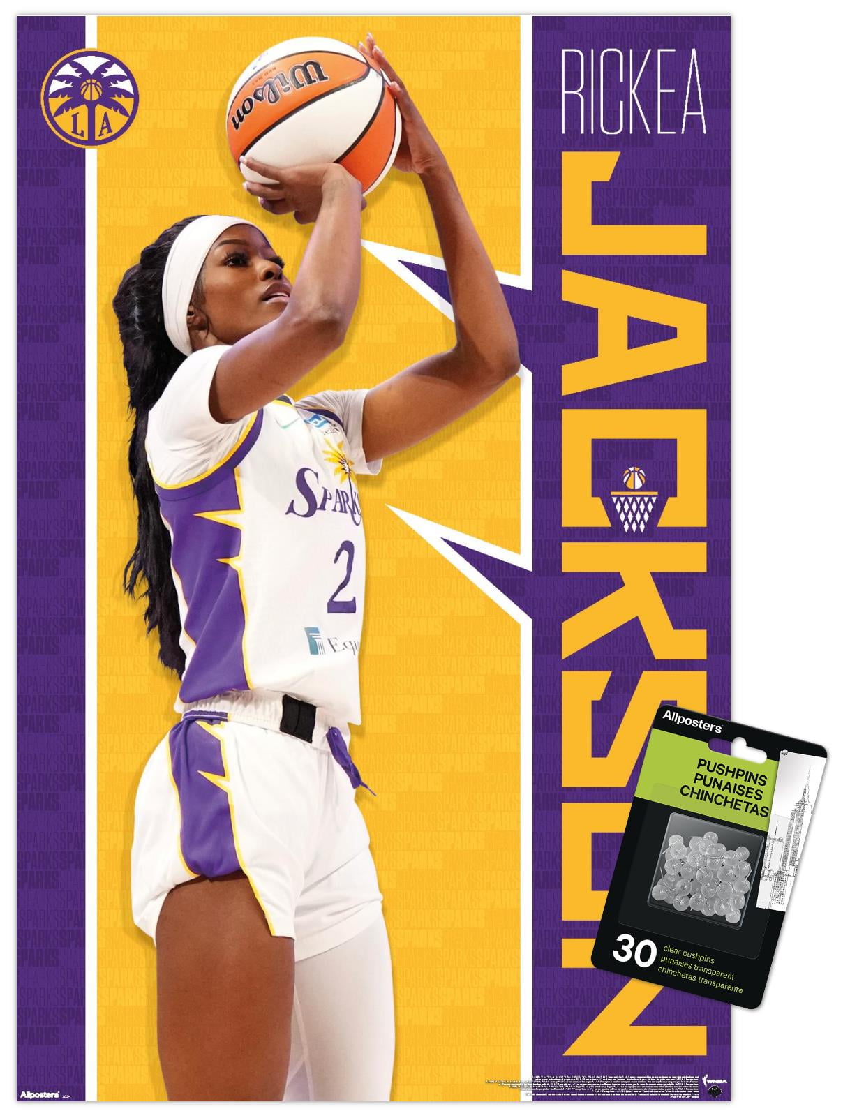 WNBA Los Angeles Sparks - Rickea Jackson 25 Wall Poster with Push Pins ...