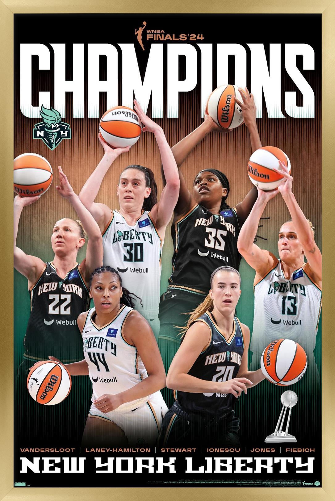 WNBA New York Liberty - 2024 WNBA Finals Champions Wall Poster, 14.725 ...