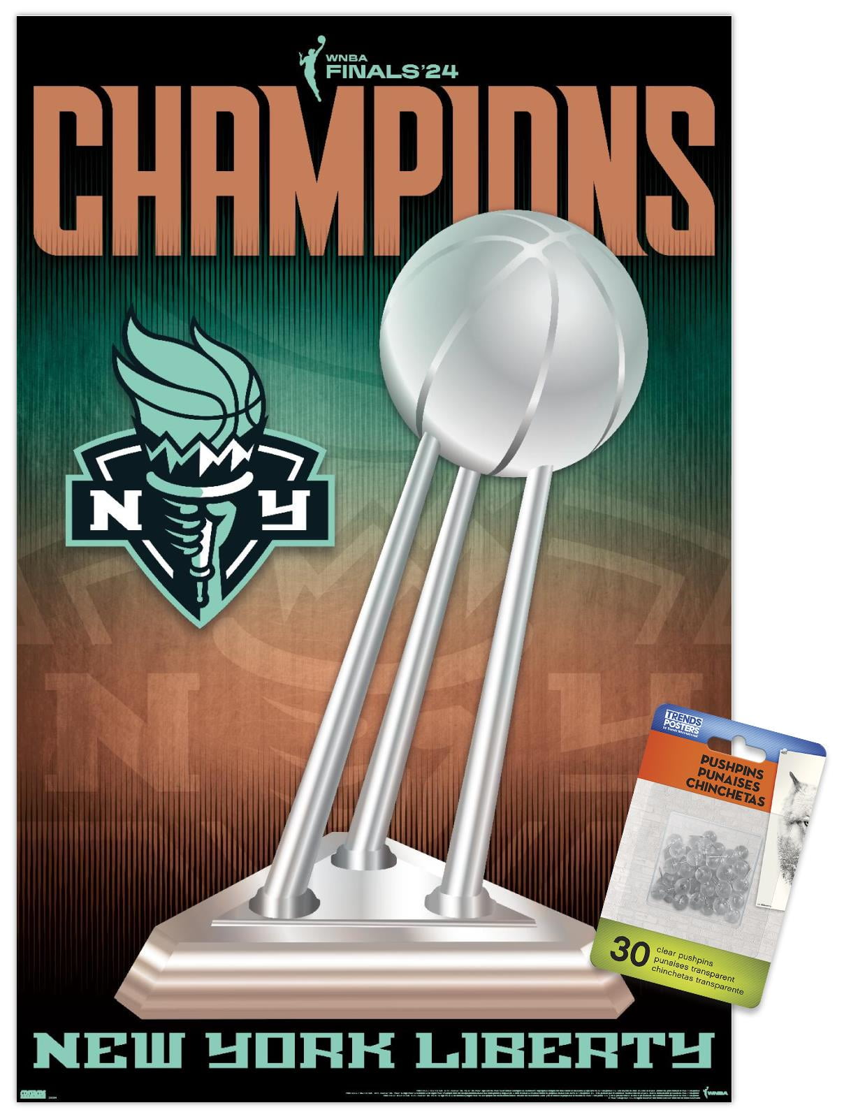 WNBA New York Liberty - 2024 WNBA Finals Team Logo Wall Poster with ...