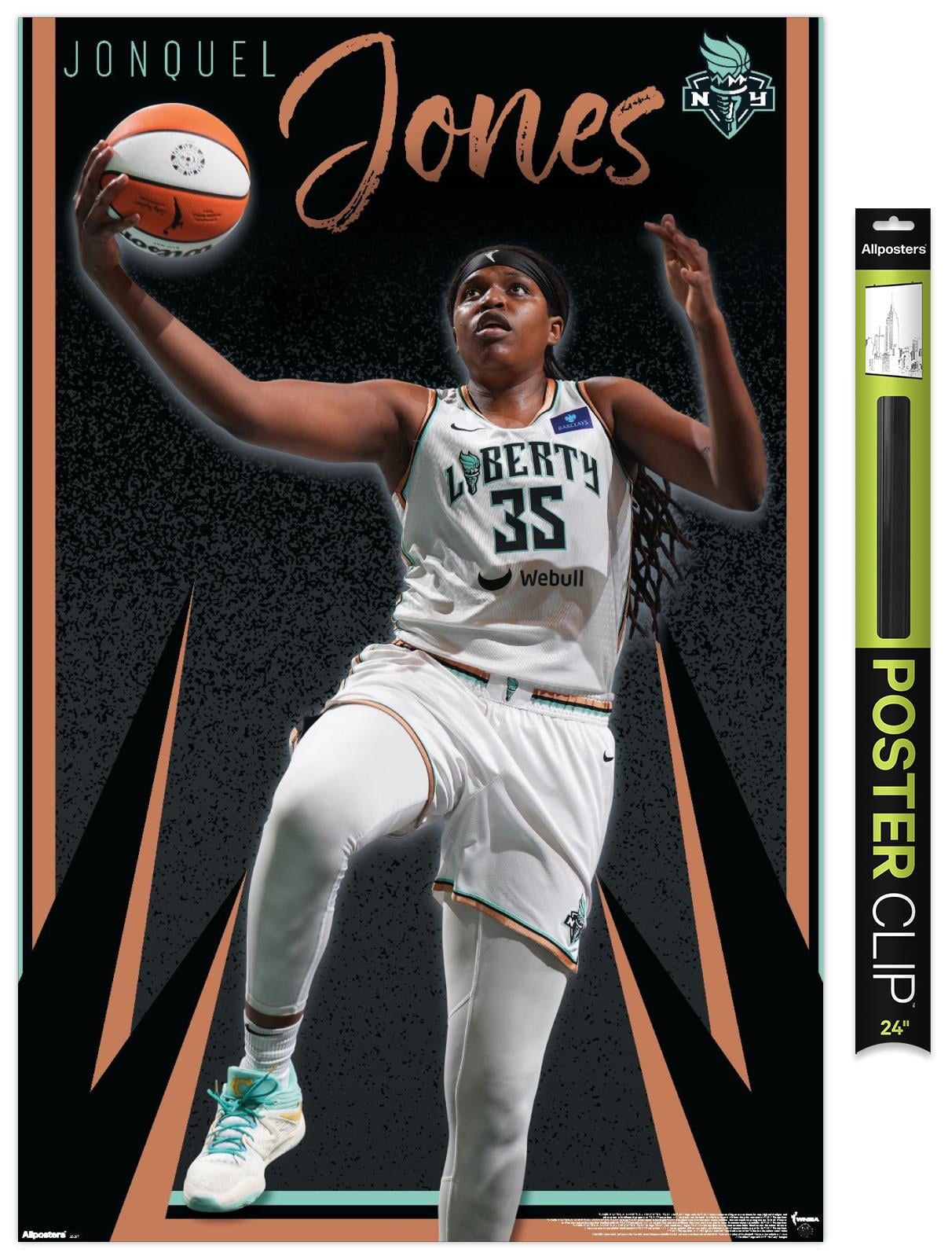 WNBA New York Liberty - Jonquel Jones 25 Wall Poster, 22.375" x 34 ...