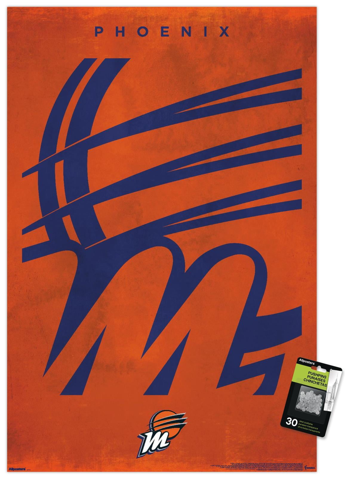 WNBA Phoenix Mercury - Logo 25 Wall Poster with Pushpins, 22.375" x 34 ...