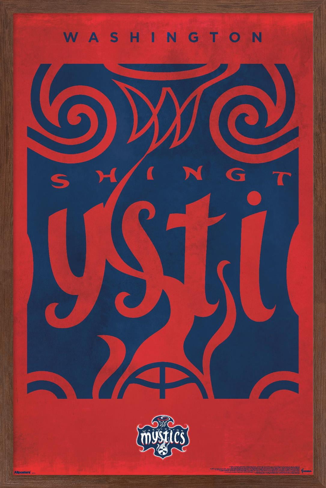 WNBA Washington Mystics - Logo 25 Wall Poster, 14.725" x 22.375" Framed ...