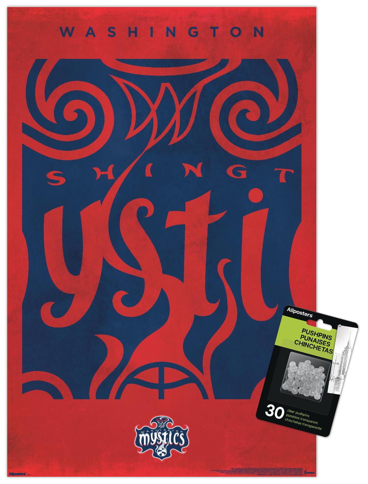 WNBA Washington Mystics - Logo 25 Wall Poster with Push Pins, 14.725" x ...