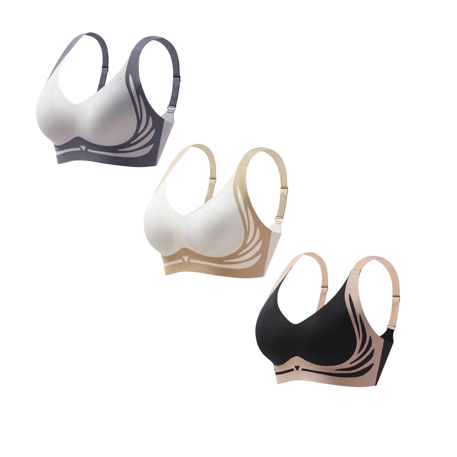 WNEGSTG Blue Wireless Bras for Women, Super Gather Bra Soft Comfortable ...