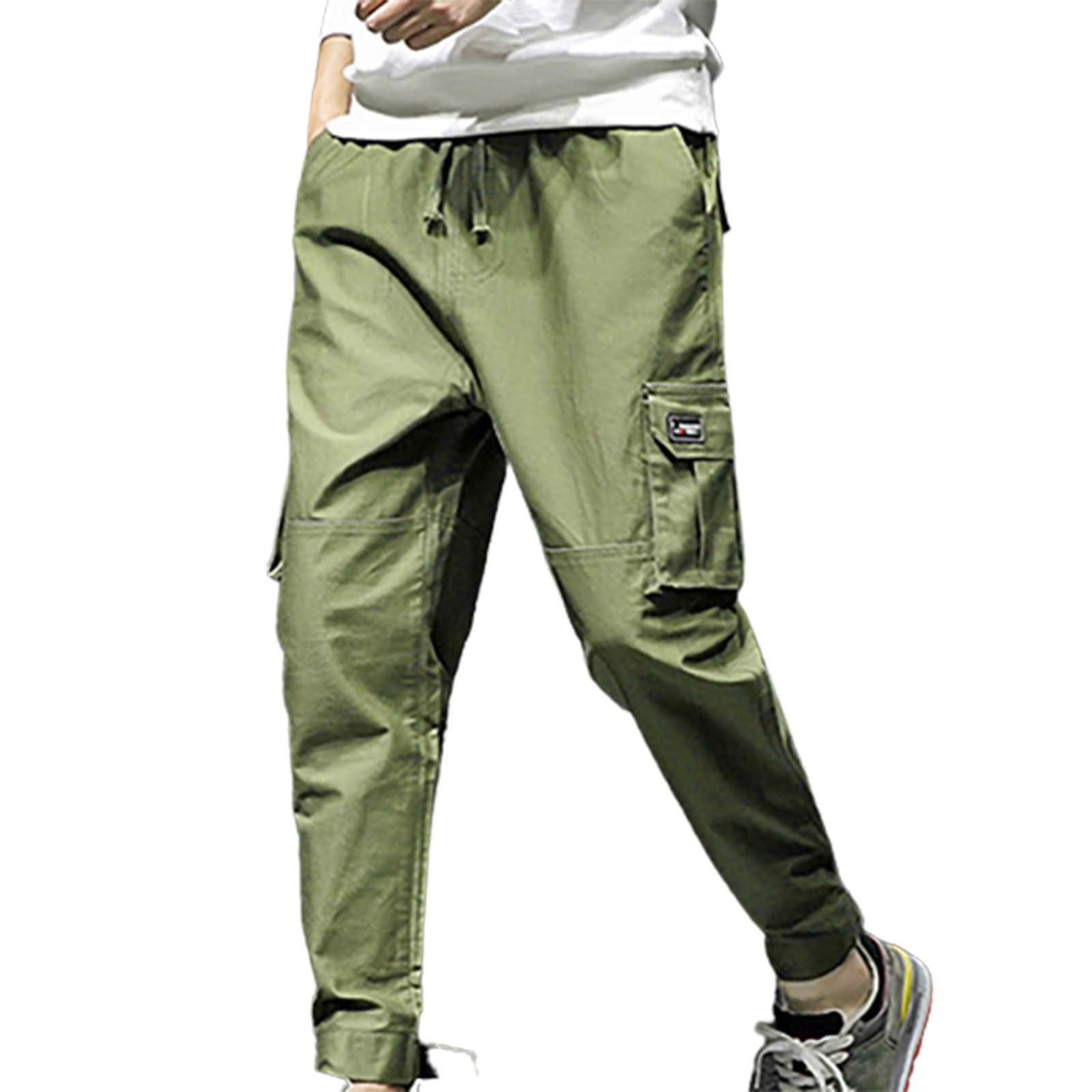 Wnegstg Cargo Pants For Men Camouflage Casual Multi Pocket Drawstring
